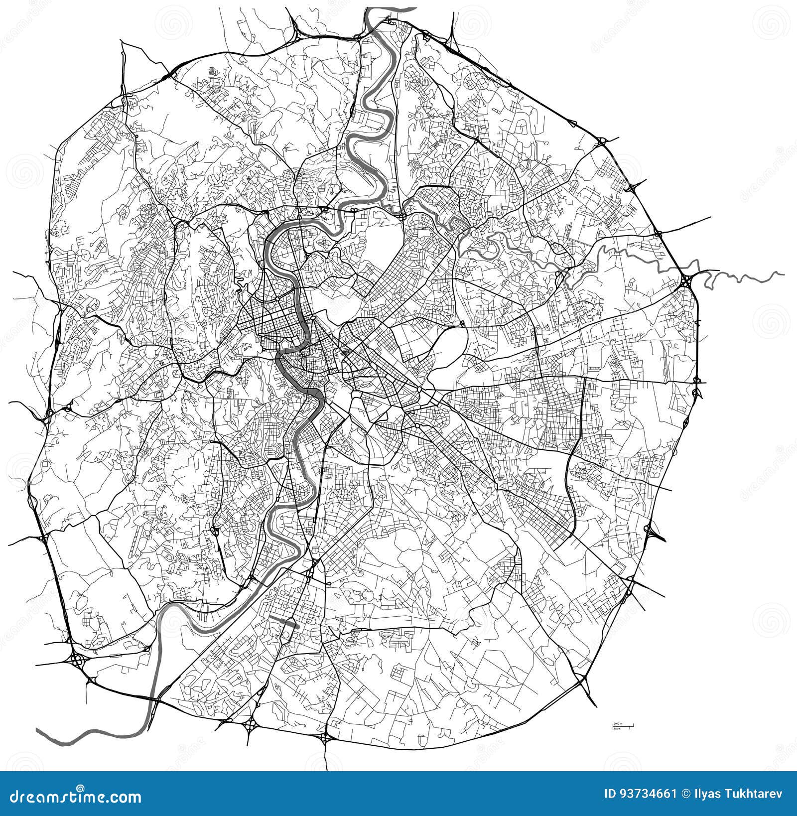Kaart Van De Stad Van Rome, Italië Stock Illustratie - Illustration of ...