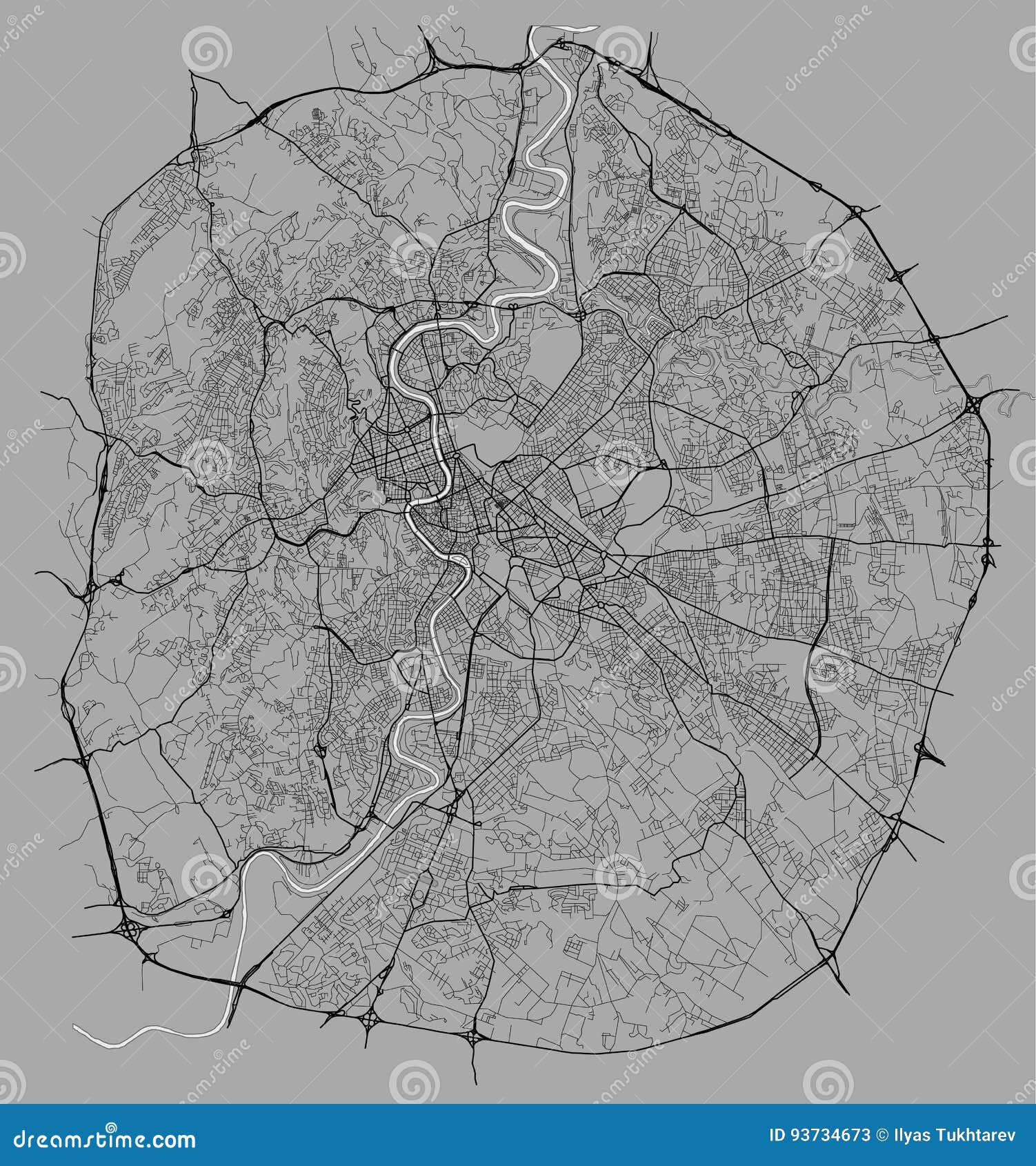 Kaart Van De Stad Van Rome, Italië Stock Illustratie - Illustration of ...