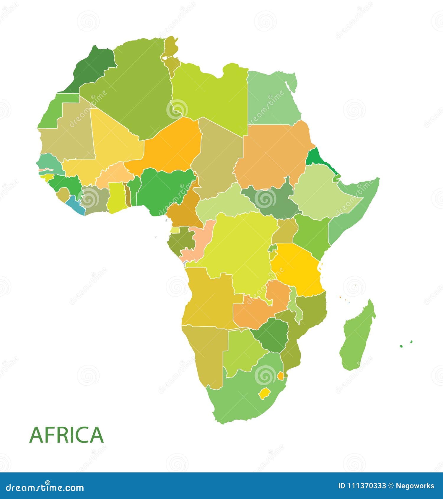 Kaart Van Het Continent Van Afrika Vector Illustratie - Illustration of ...