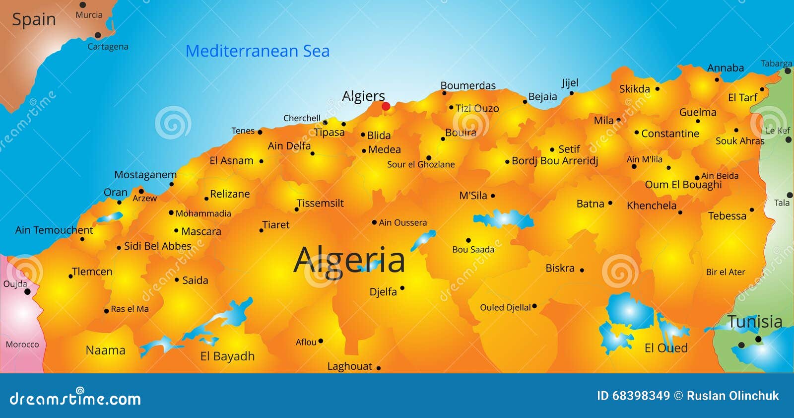 Kaart Van Het Land Van Algerije Vector Illustratie - Illustration of ...