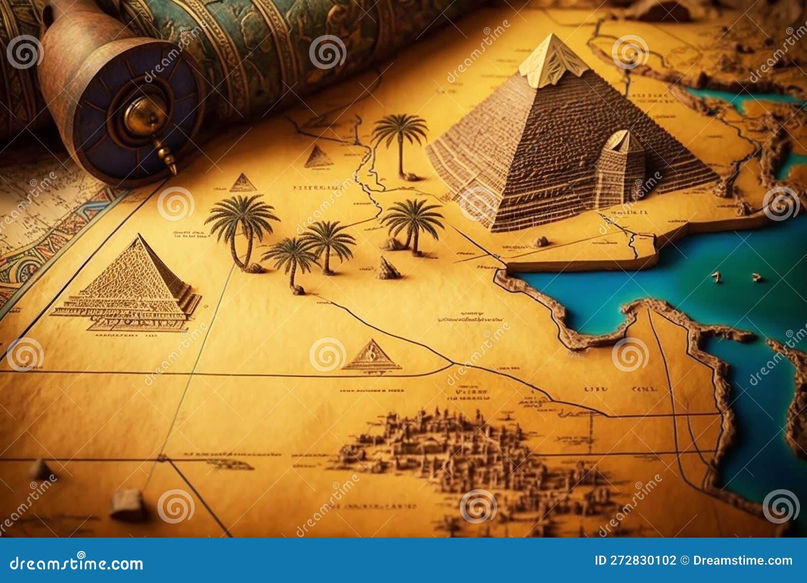 Kaart van het oude egypte. stock illustratie. Illustration of kaart ...
