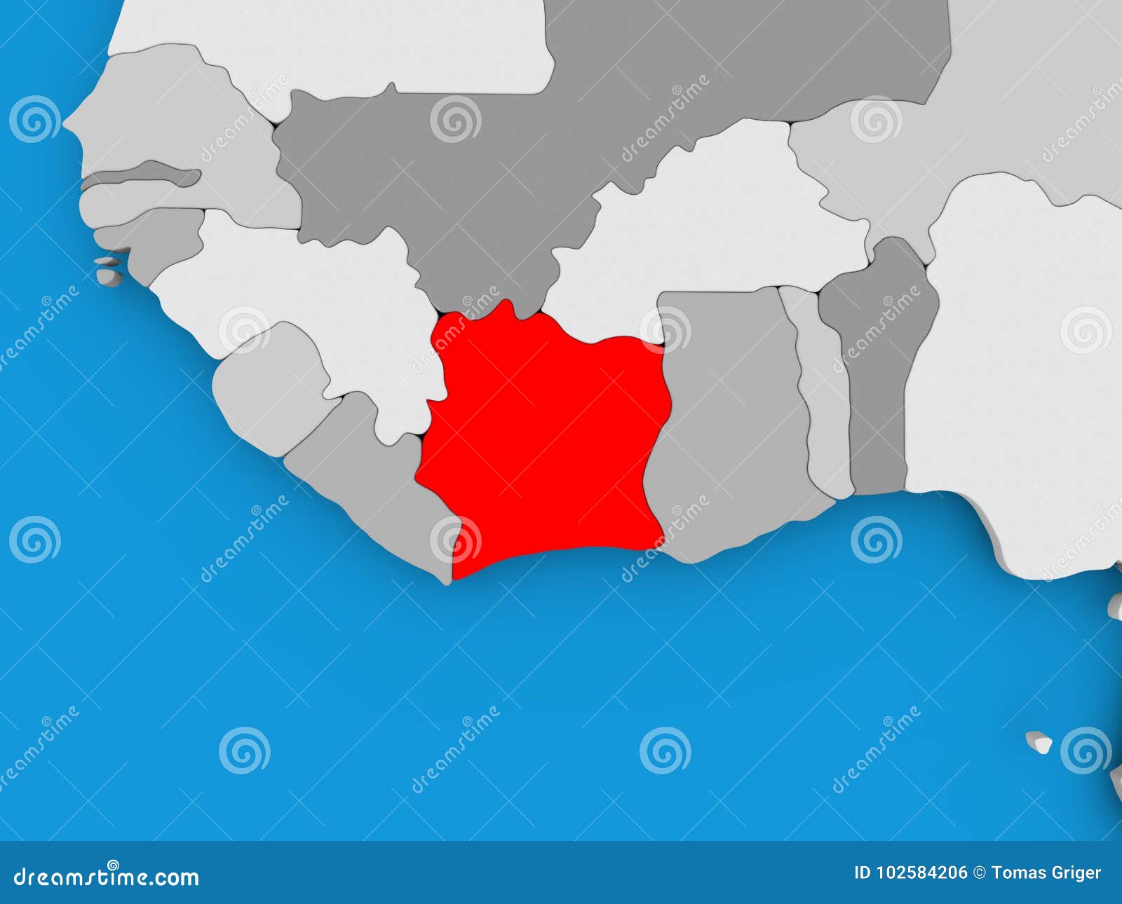 Kaart van Ivoorkust stock illustratie. Illustration of reis - 102584206