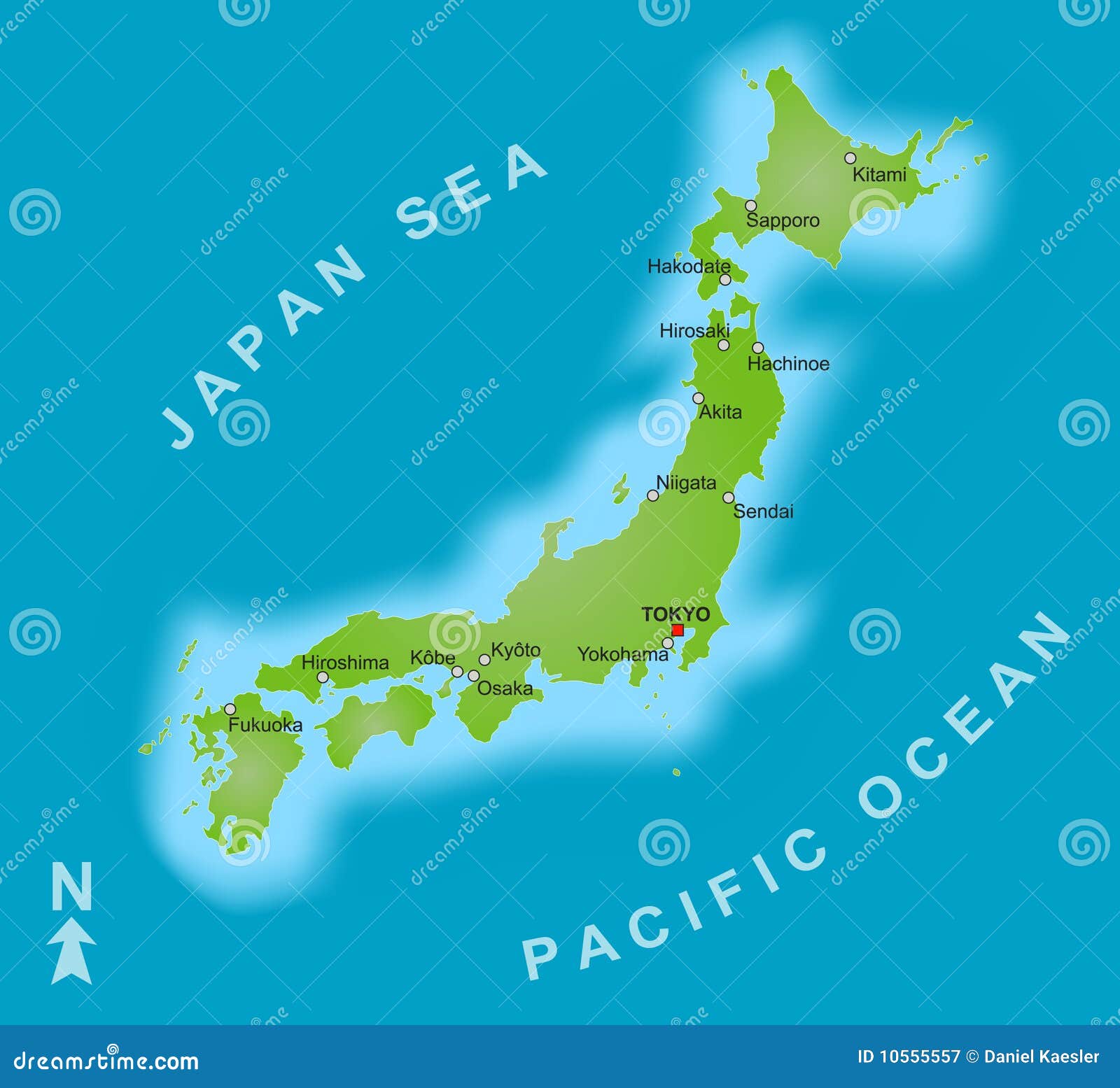 Kaart Van Japan Royalty-vrije Stock Fotografie - Afbeelding: 10555557