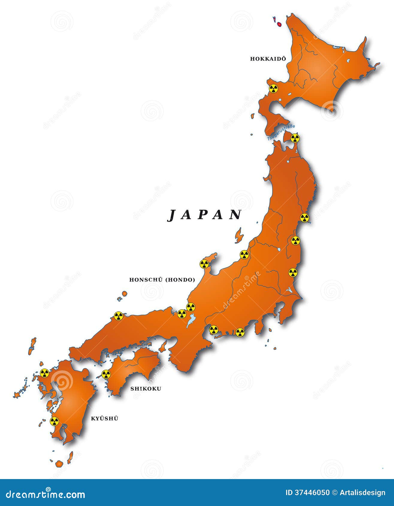 Kaart van Japan vector illustratie. Illustration of tokio - 37446050