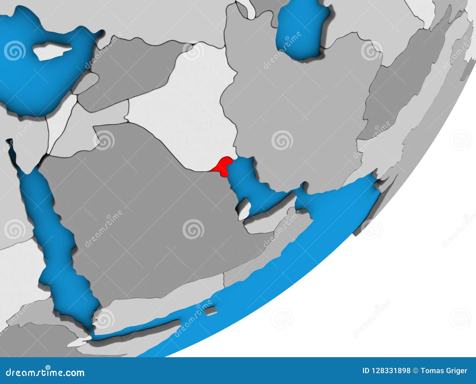 Kaart Van Koeweit Op 3D Bol Stock Illustratie - Illustration of ...