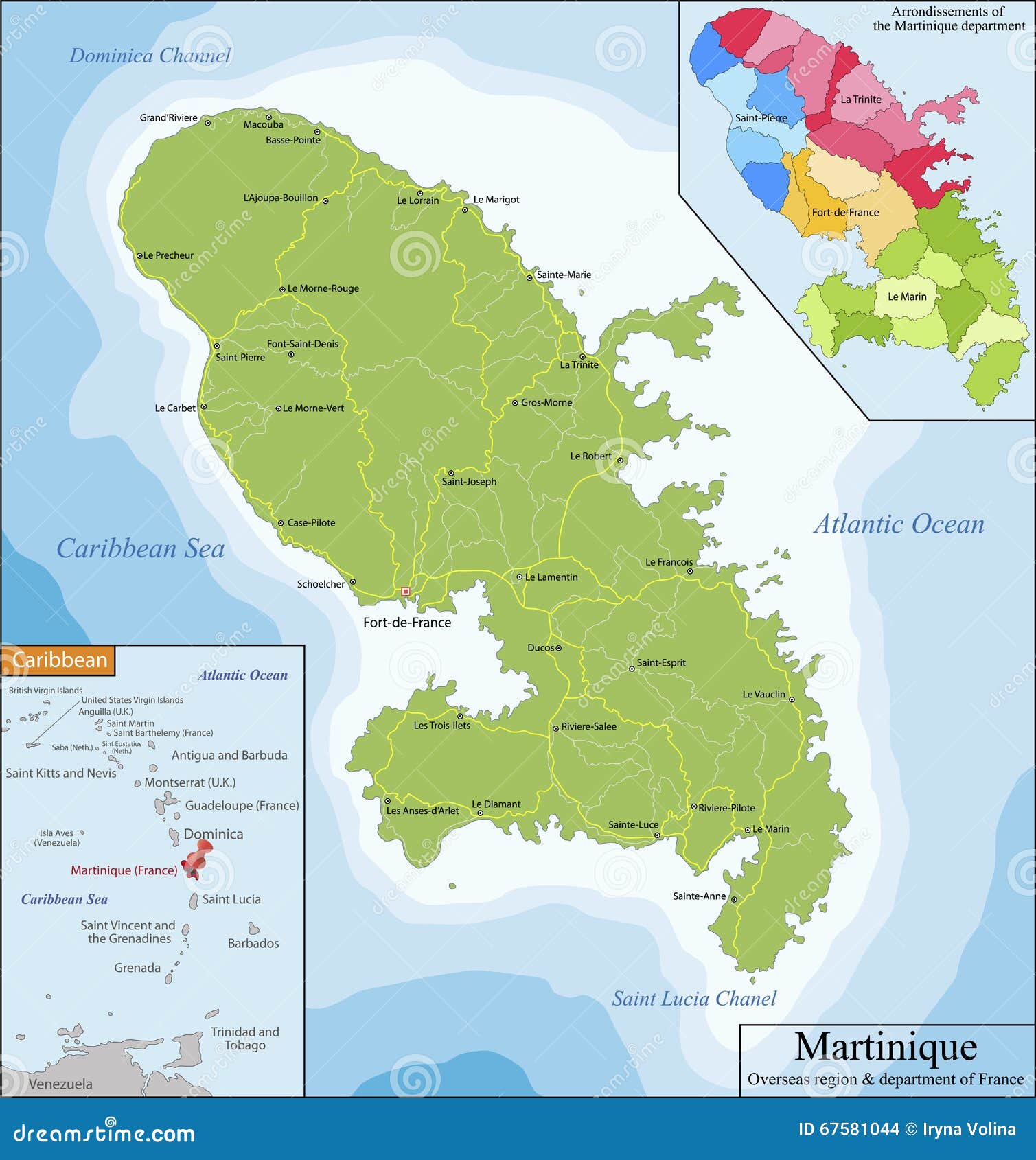Kaart van Martinique vector illustratie. Illustration of frans - 67581044