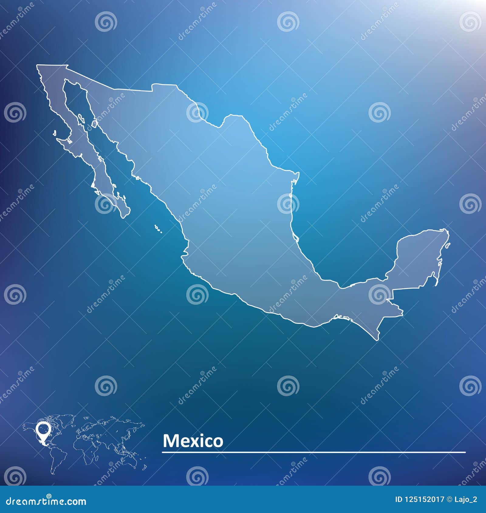 Kaart van Mexico vector illustratie. Illustration of aardrijkskunde ...