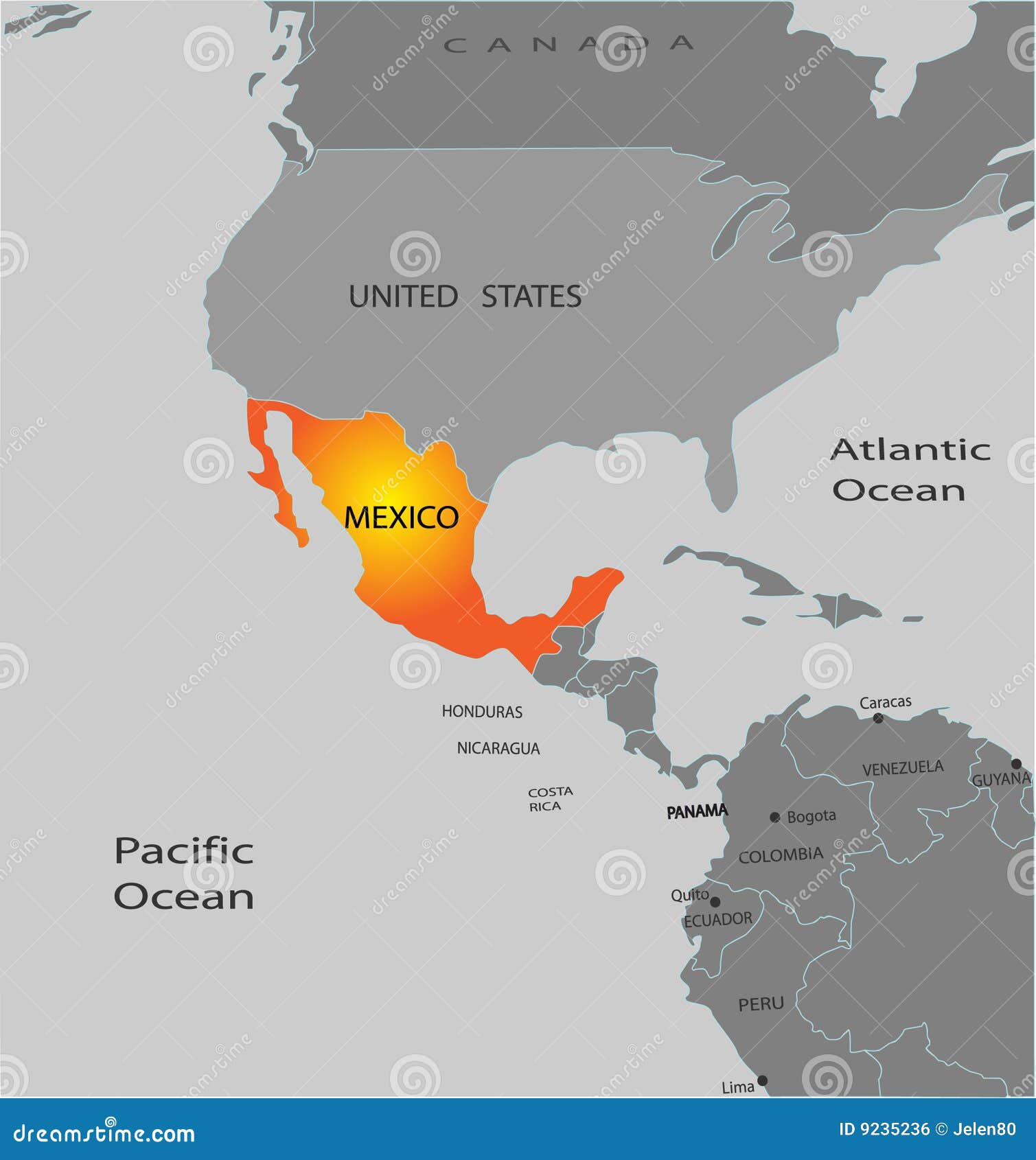 Kaart van Mexico vector illustratie. Illustration of sinaasappel - 9235236