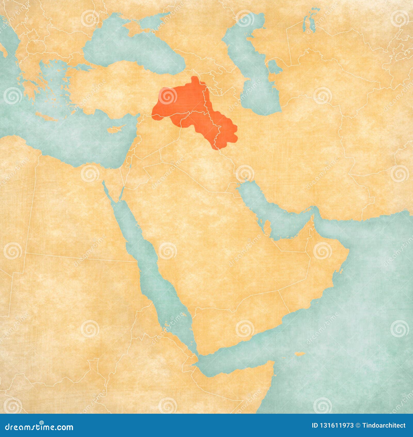 Kaart Van Midden-Oosten - Koerdistan Stock Illustratie - Illustration ...