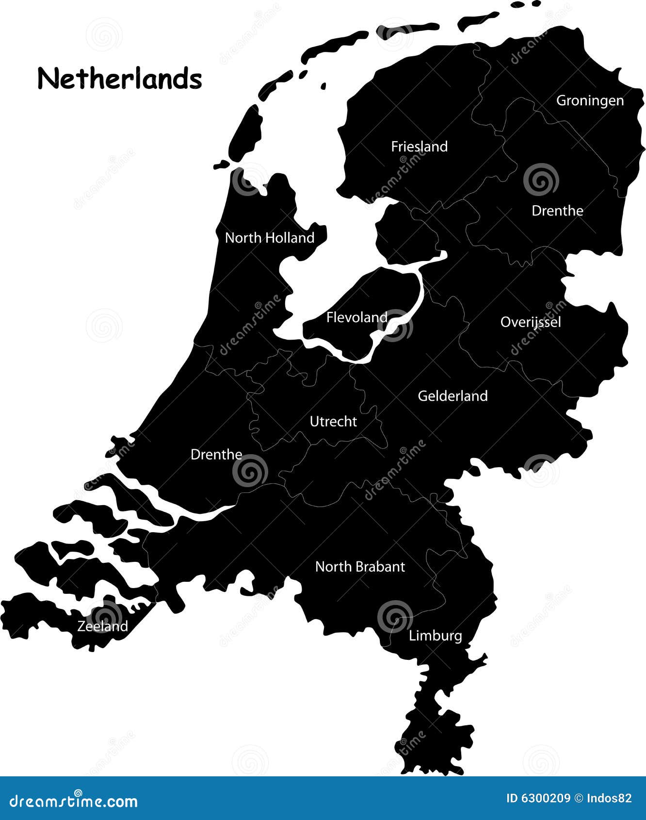 Kaart van Nederland vector illustratie. Illustration of grenzen - 6300209