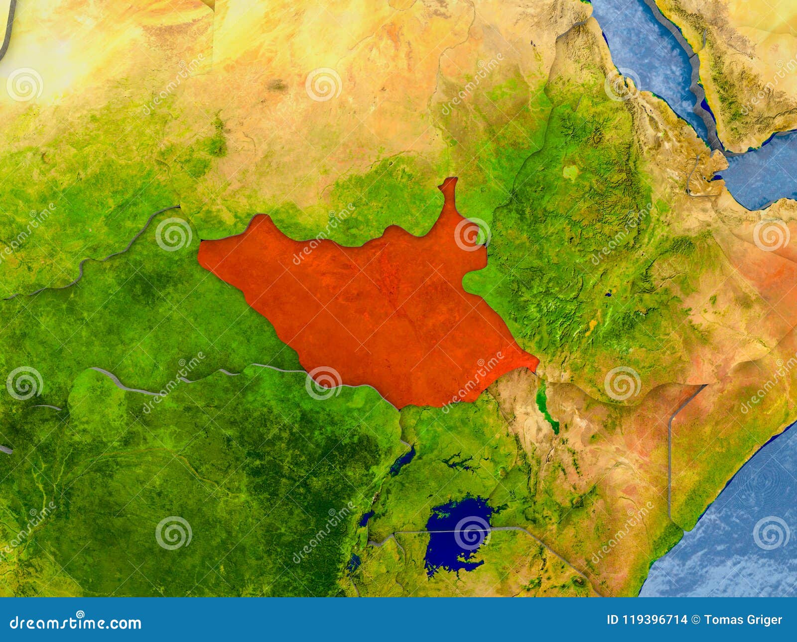 Kaart van Zuid-Soedan stock illustratie. Illustration of afrika - 119396714