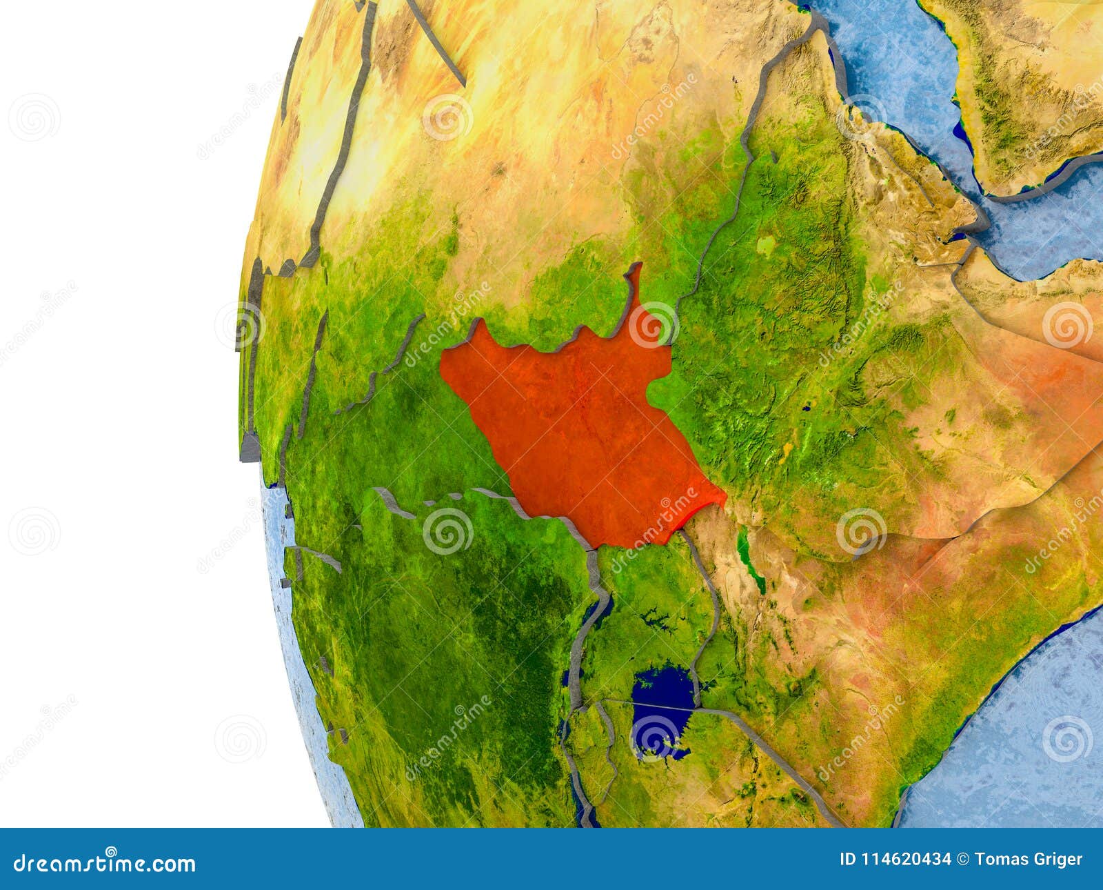 Kaart Van Zuid-Soedan Op Model Van Bol Stock Illustratie - Illustration ...