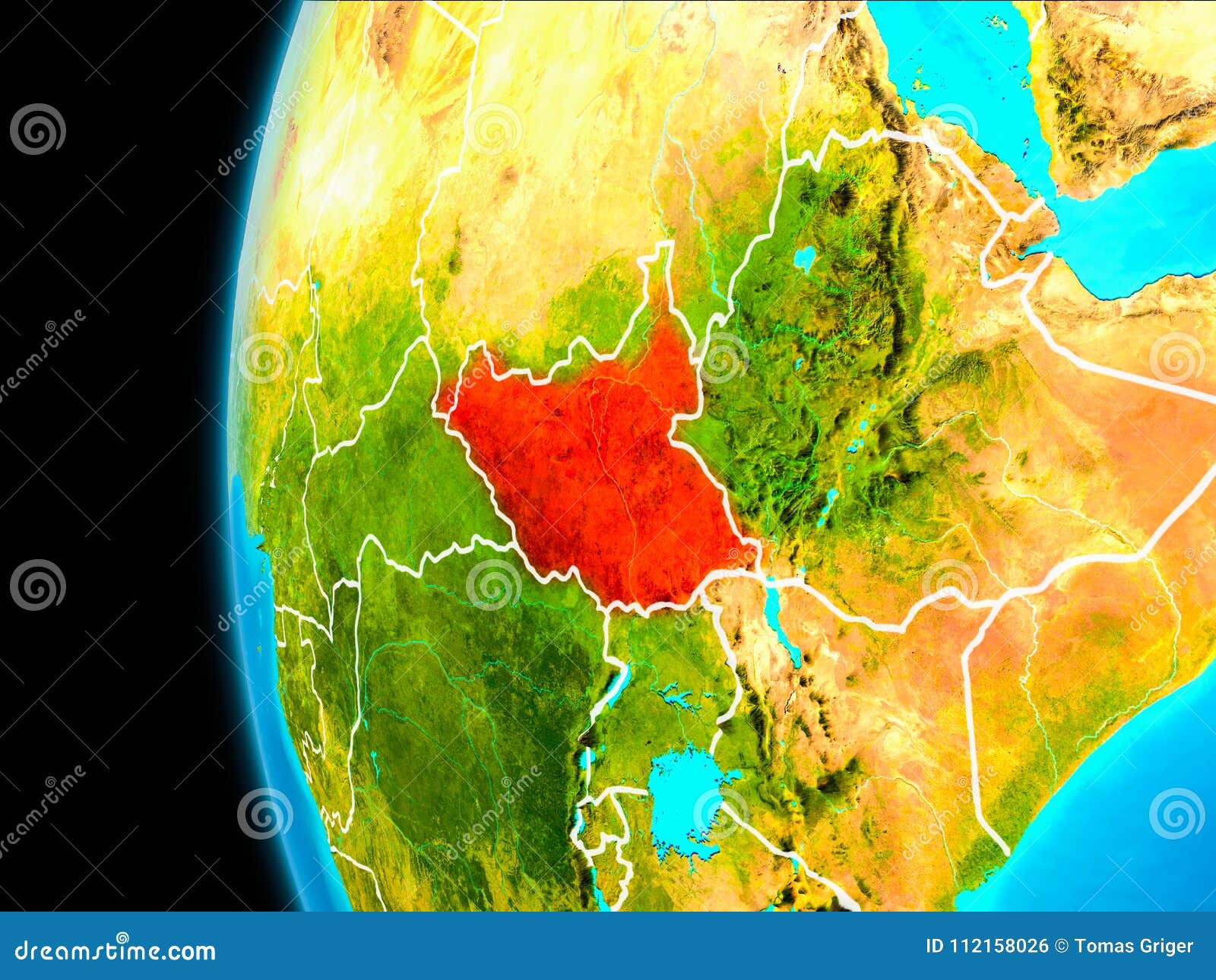 Kaart Van Zuid-Soedan in Rood Stock Illustratie - Illustration of ...
