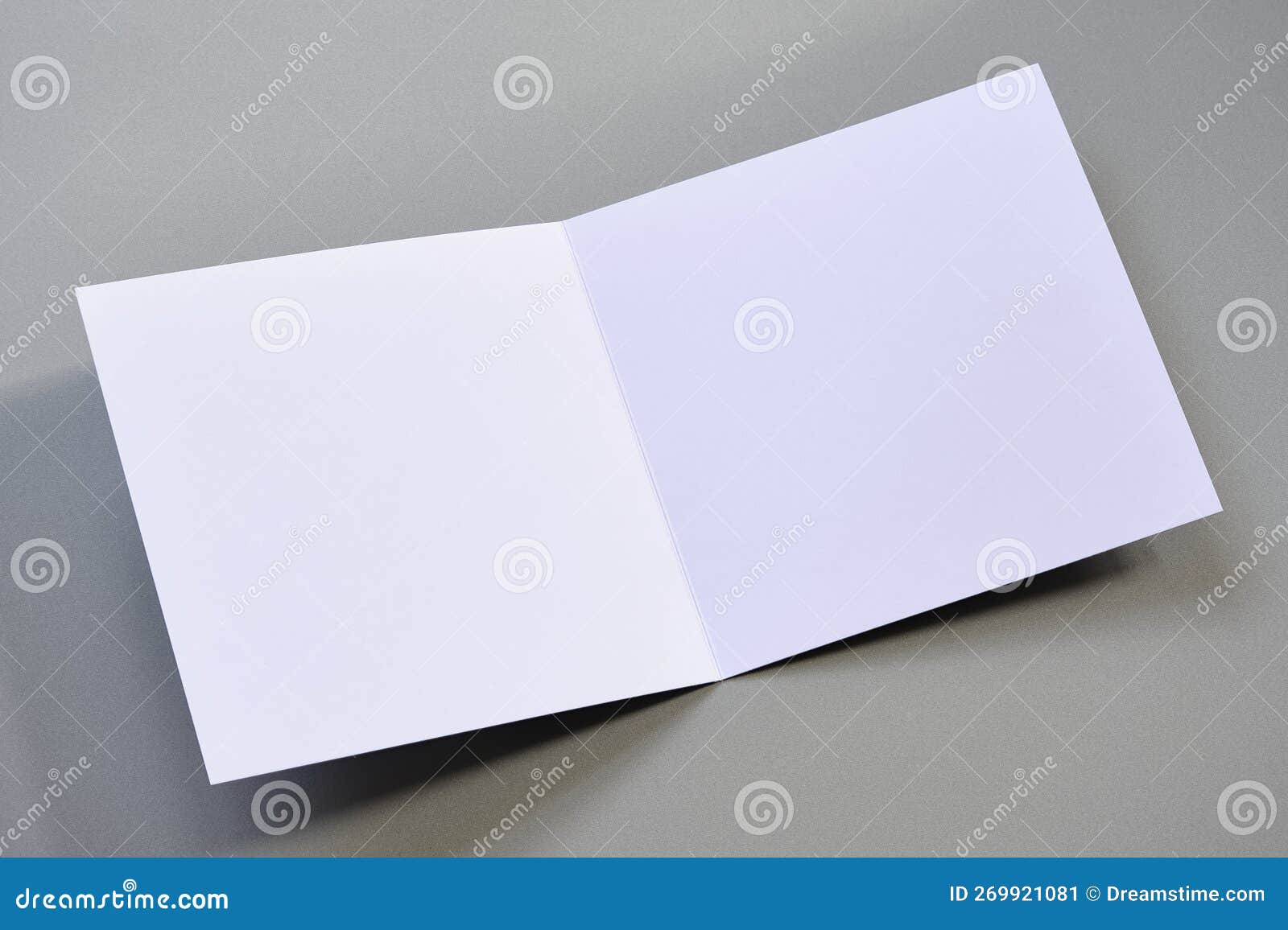 Empty Open Square Greeting Card and Envelope Mock Up on Clean Grey ...