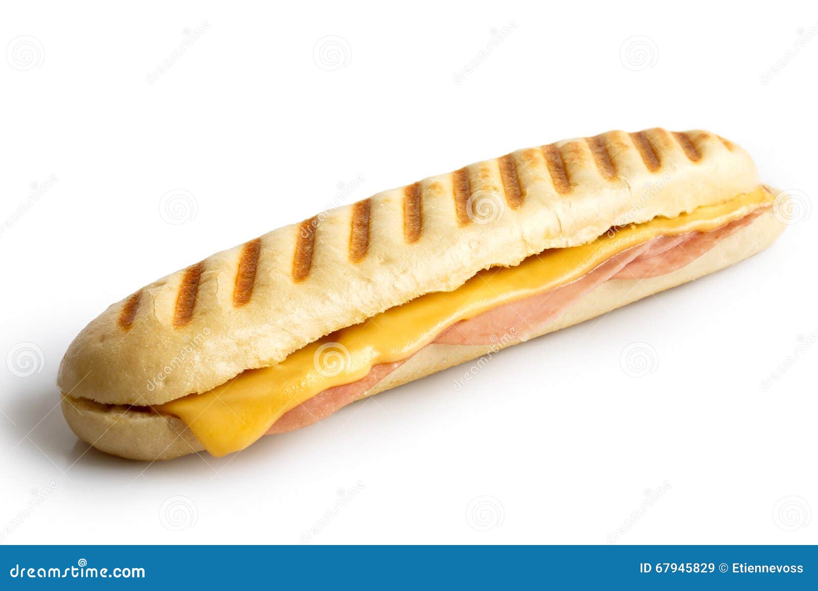 Kaas En Ham Geroosterde Panini Geïsoleerd Op Wit Stock Afbeelding ...