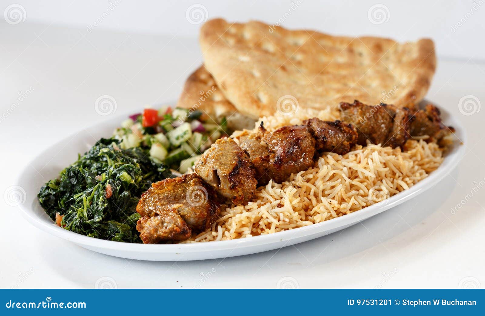 Kabob dinner stock image. Image of chicken, bread, naan - 97531201