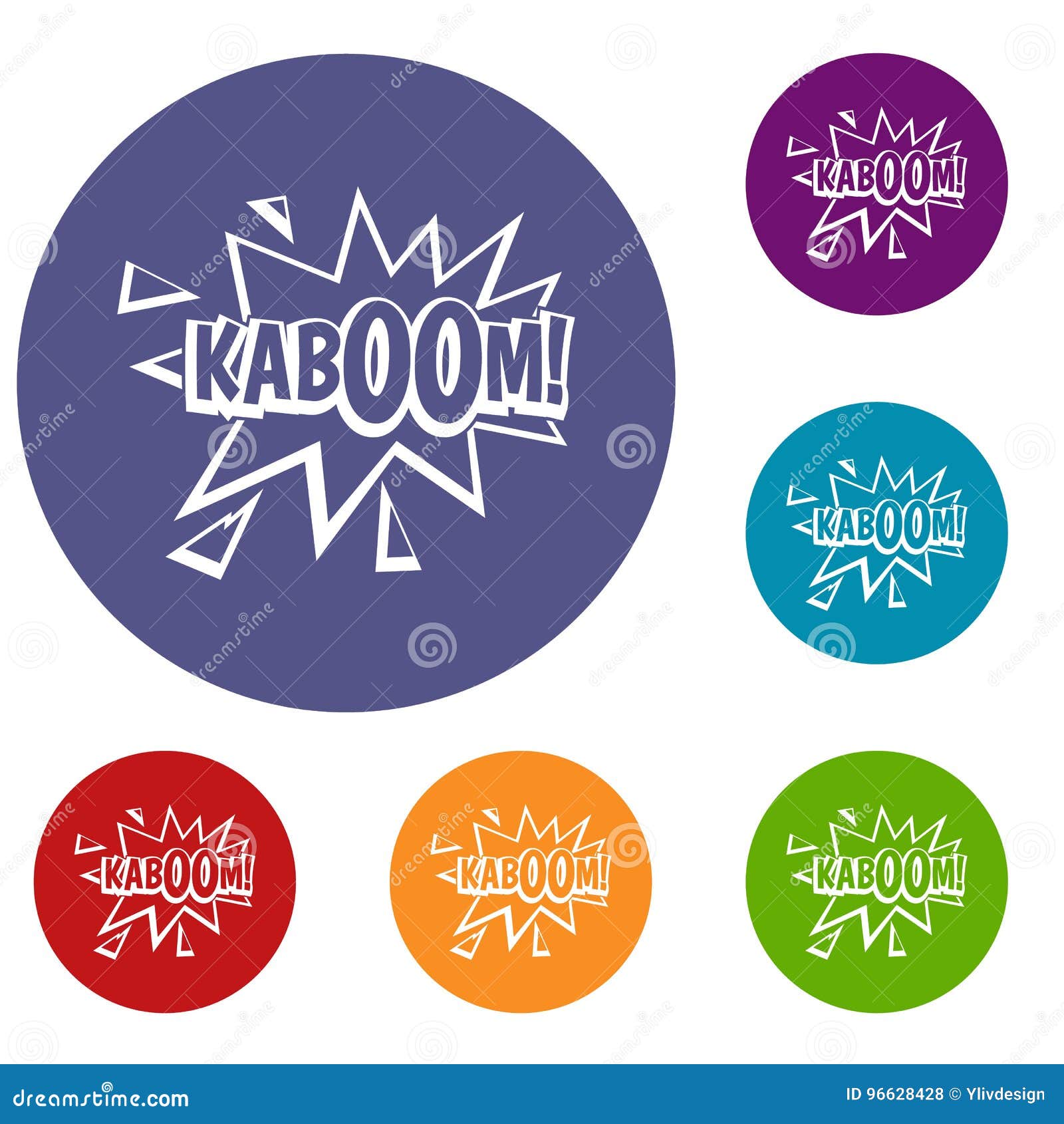 Kaboom, Explosion Icons Set Stock Vector - Illustration of humor, burst ...