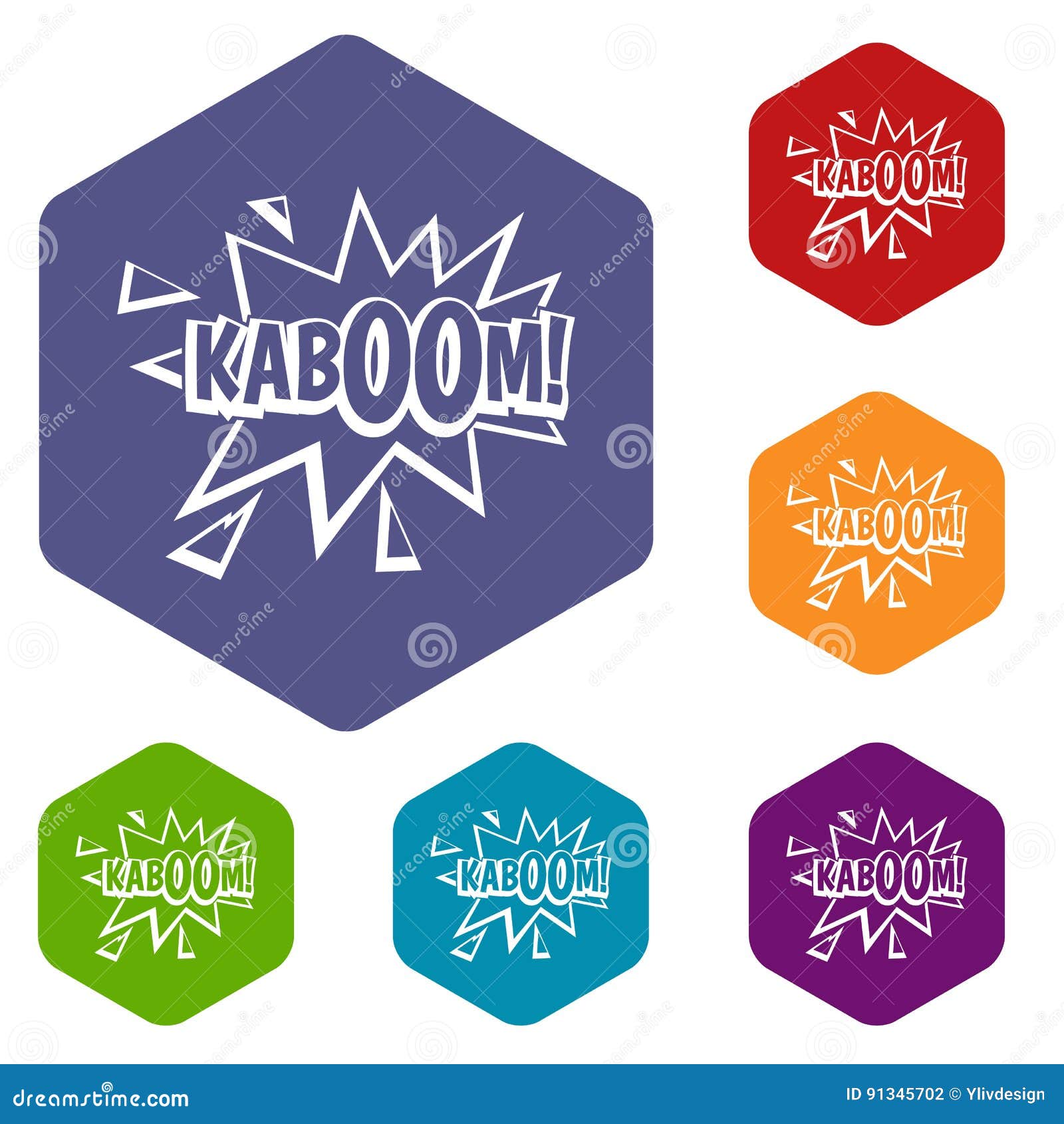 Kaboom, Explosion Icons Set Hexagon Stock Vector - Illustration of ...