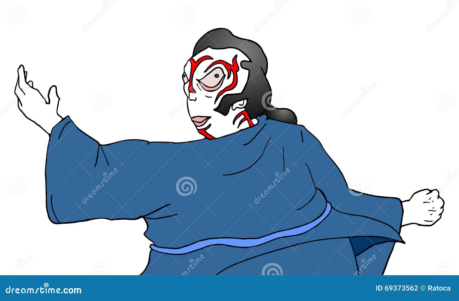 Kabuki character draw stock vector. Illustration of expressive - 69373562