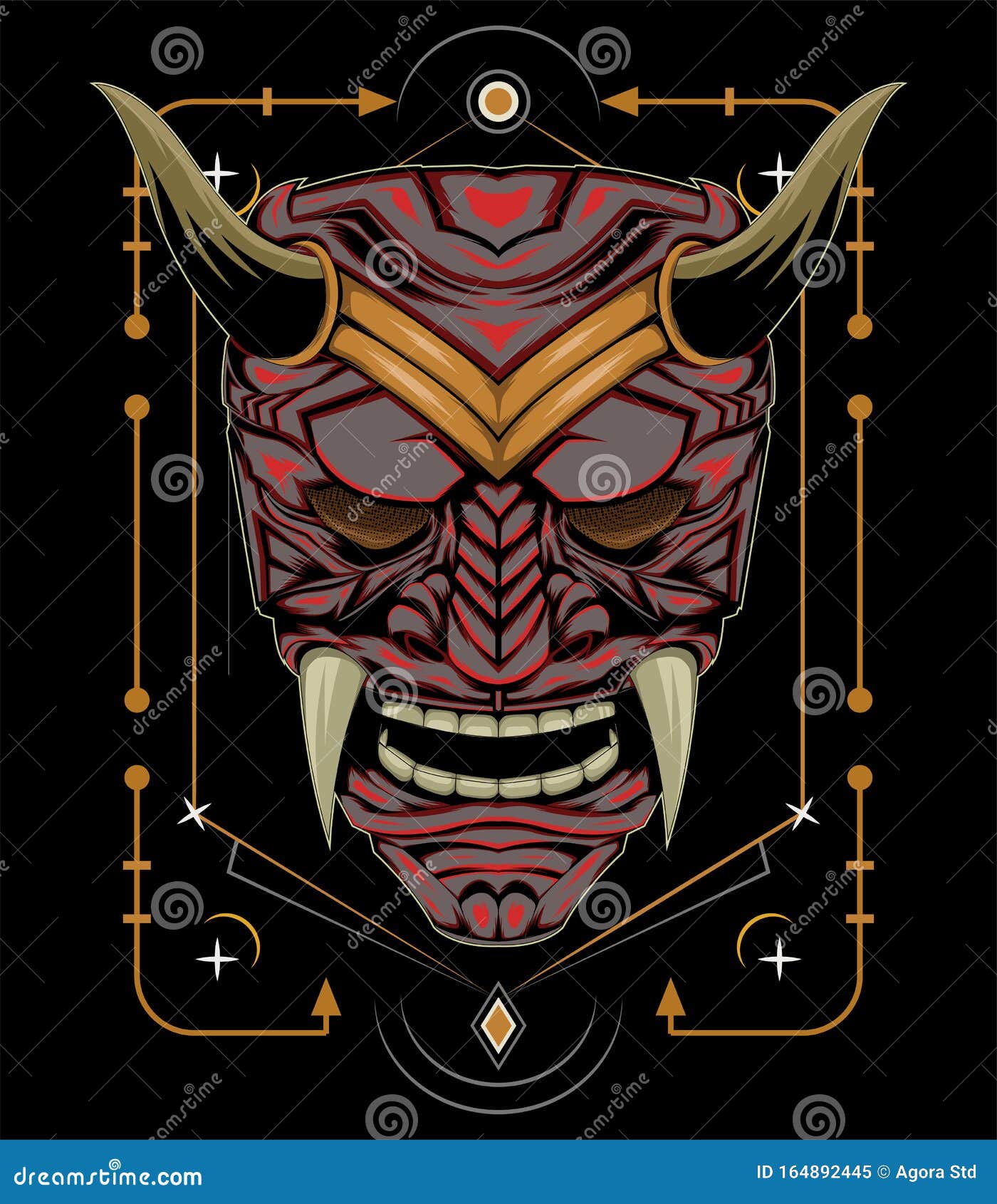 Red Devil Face Illustration. Head of Red Demon Stock Illustration ...