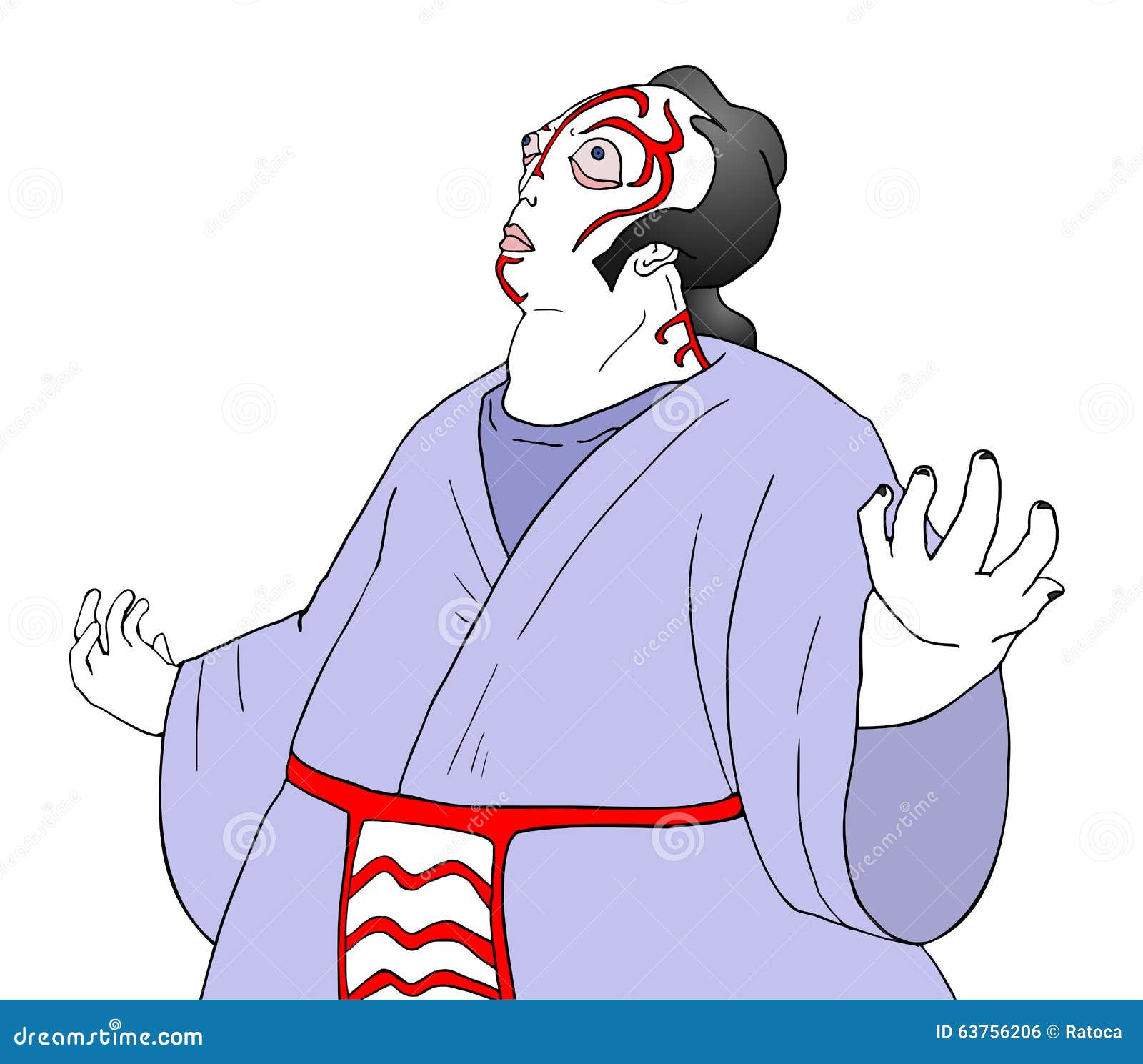 Kabuki theater character stock vector. Image of drawing - 63756206