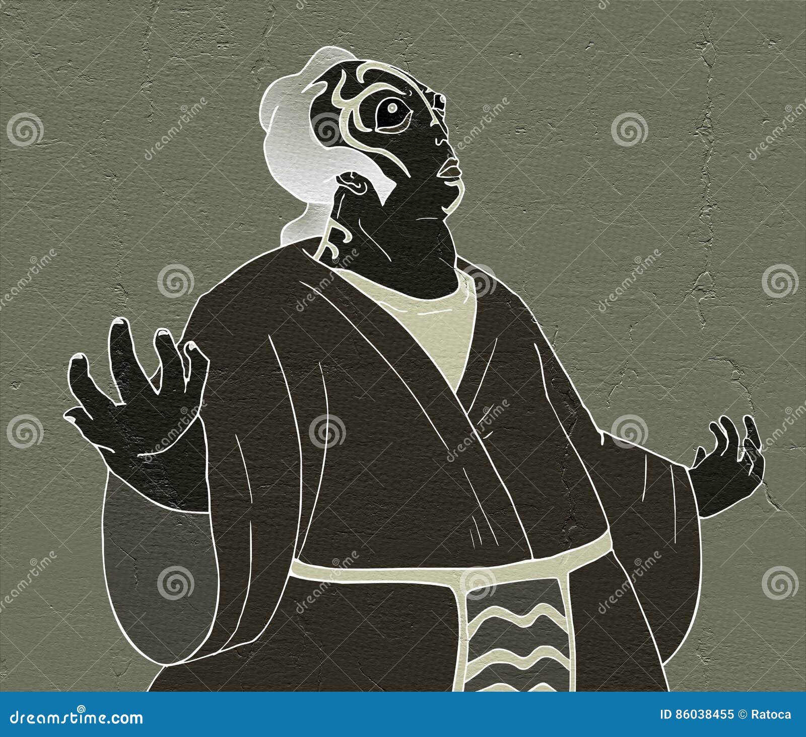 Kabuki Theater Character Draw Stock Illustration - Illustration of ...
