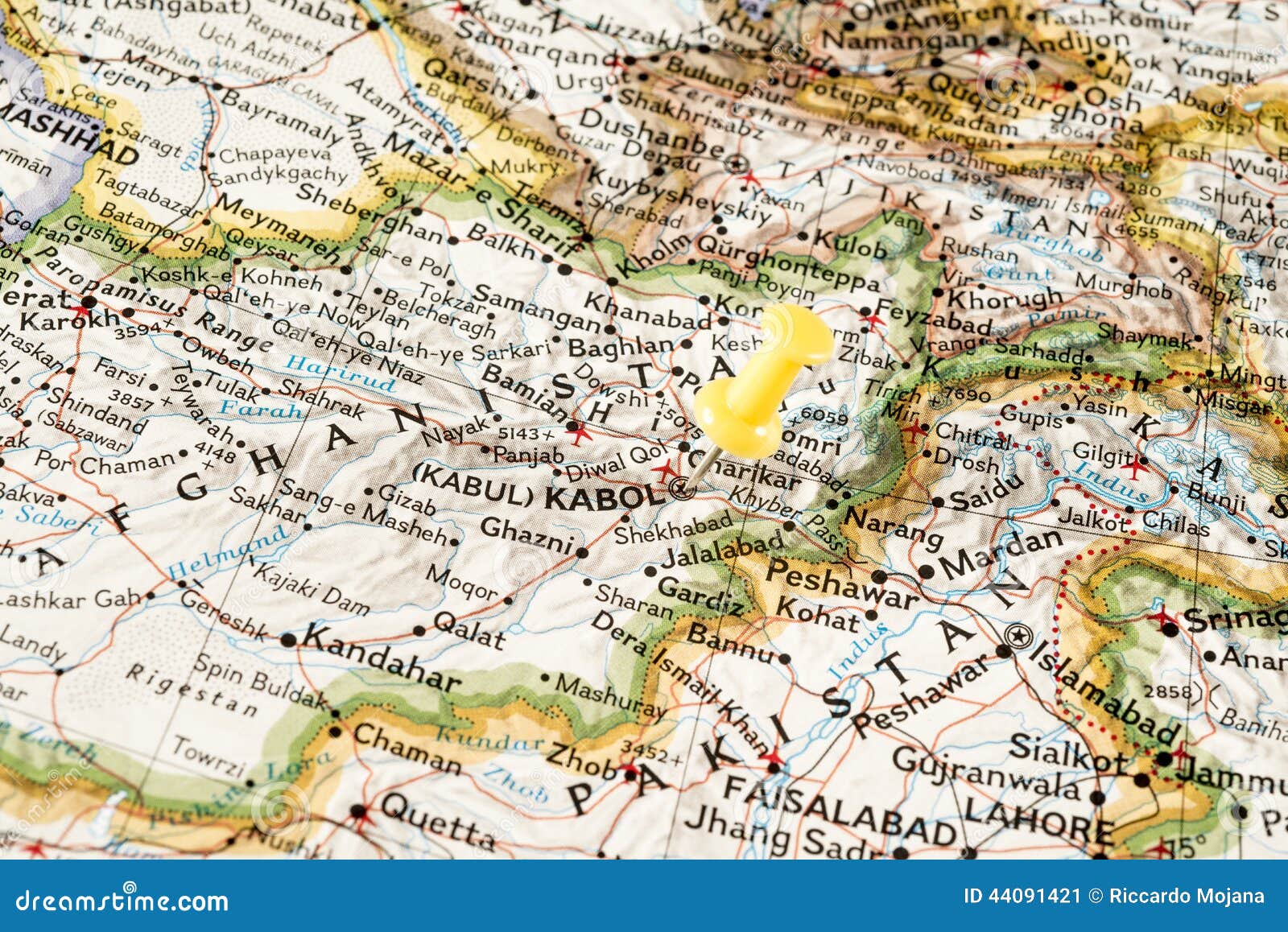 Kabul on map stock image. Image of south, journey, direction - 44091421