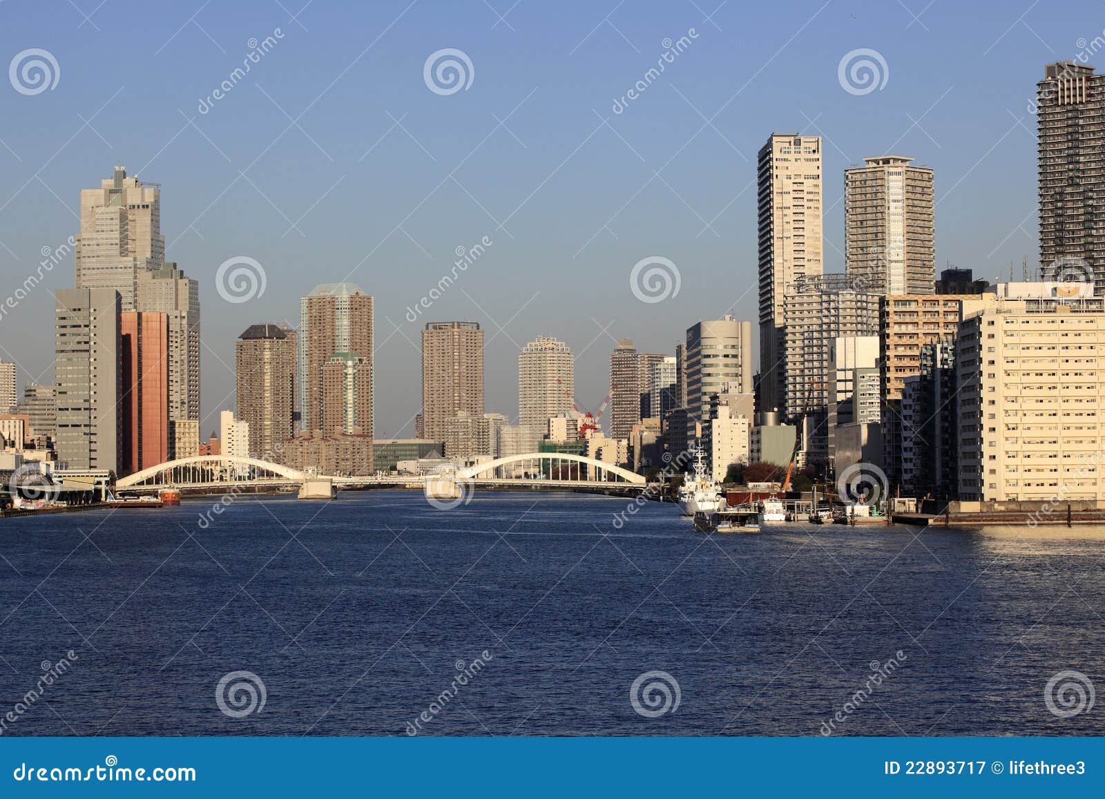 Kachidoki Bridge and Sumida River in Tokyo, Japan Stock Image - Image ...