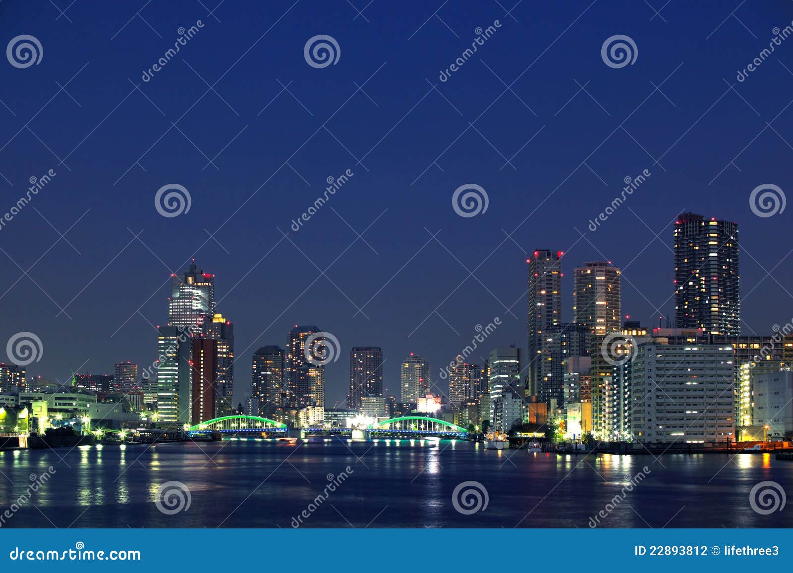 Kachidoki Bridge and Sumida River in Tokyo, Japan Stock Photo - Image ...