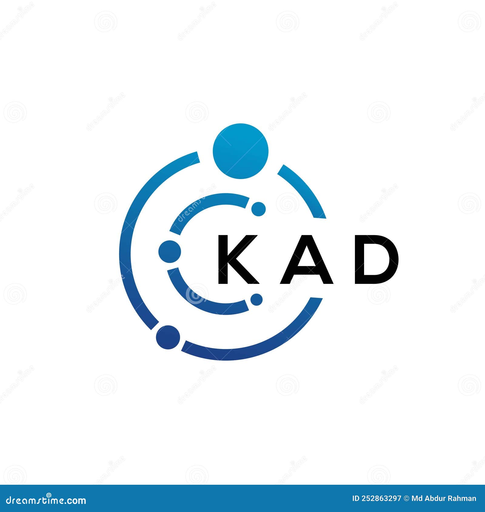 KAD Letter Technology Logo Design on White Background. KAD Creative ...
