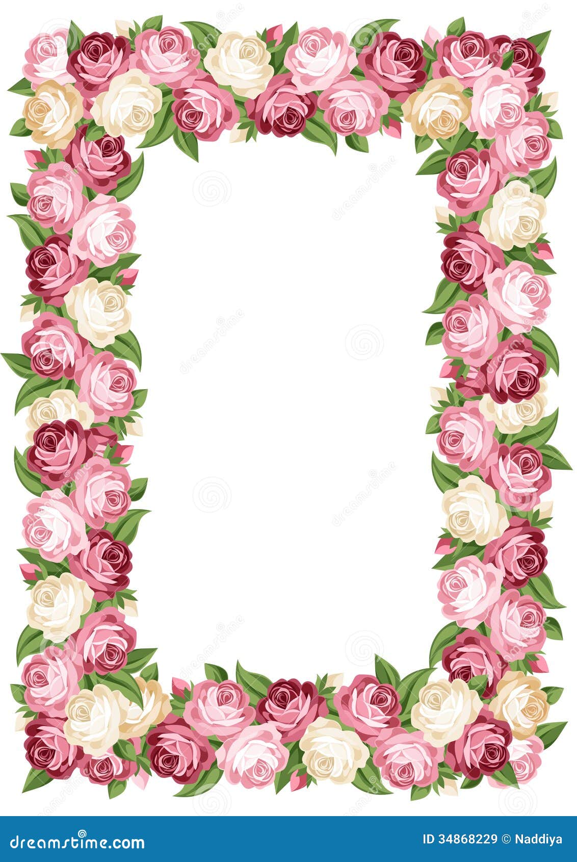 Kader Met Roze En Witte Uitstekende Rozen. Vector Illustratie ...