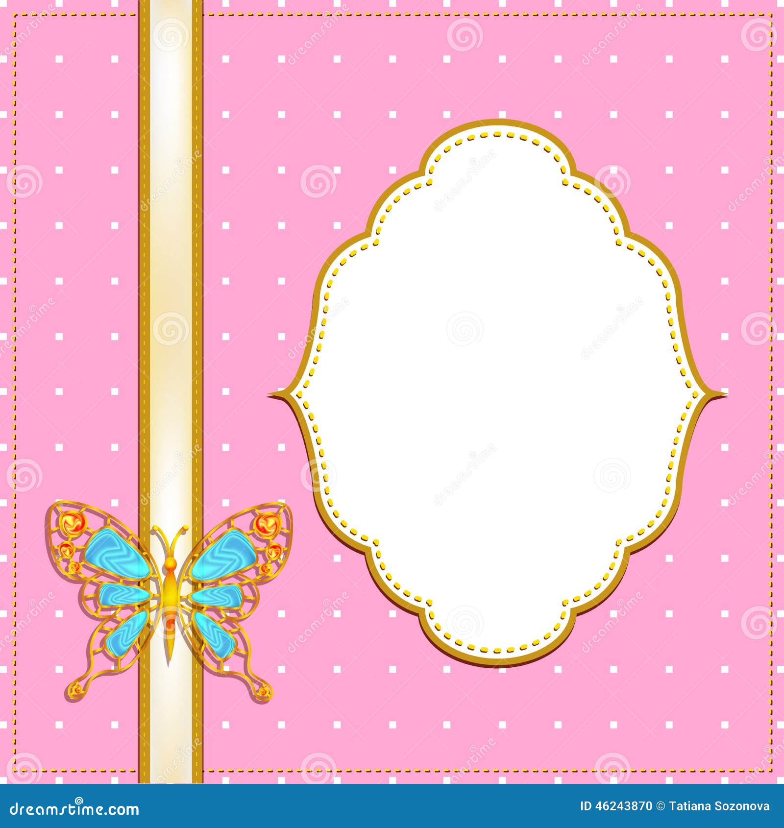 Kader met vlinder, roze stock illustratie. Illustration of kader - 46243870