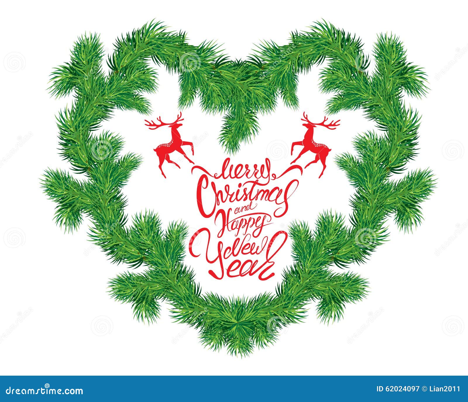 Kader Van De Takken Van De Kerstmisspar in Hartvorm Vector Illustratie ...