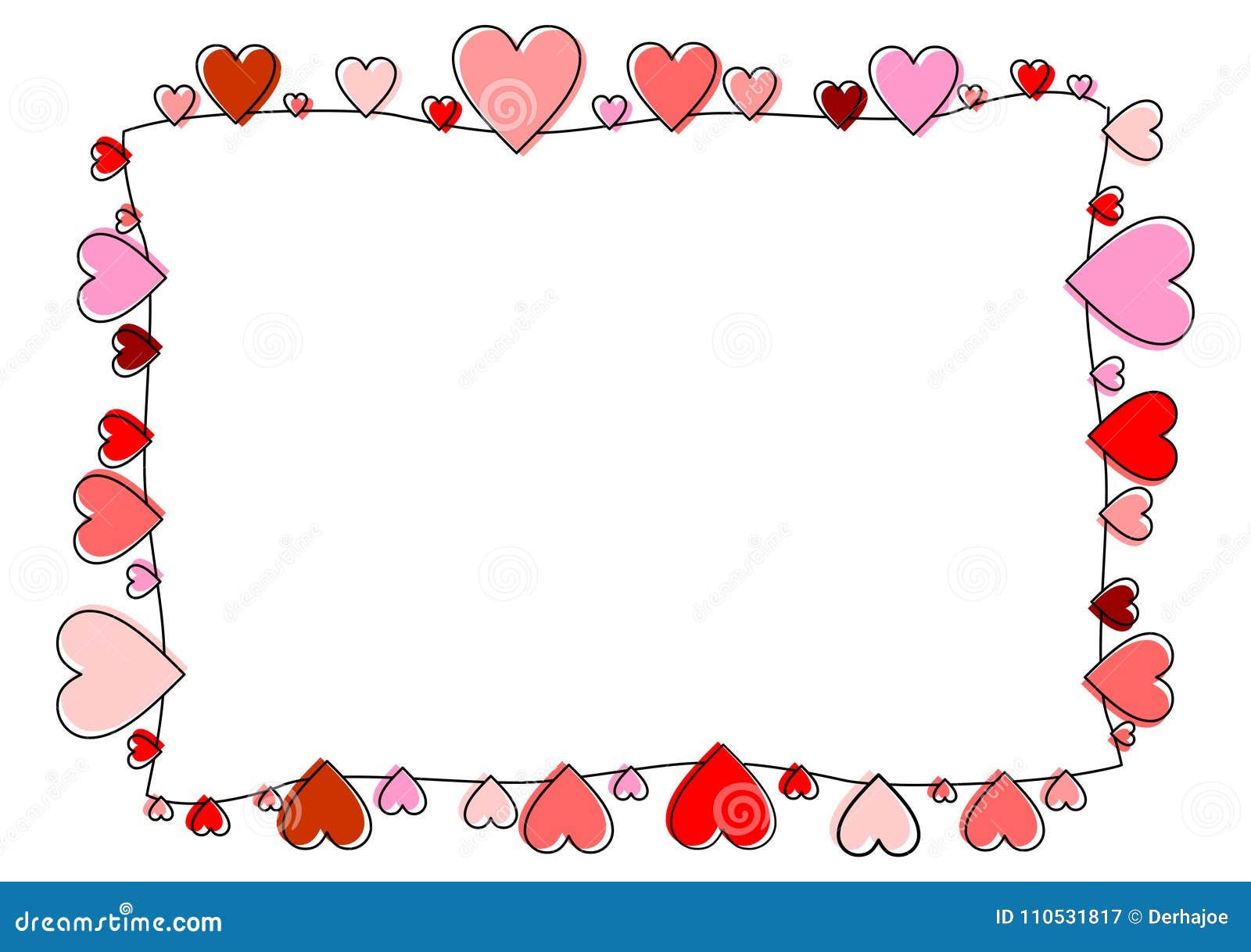 Kader Van Rode Overzichtsharten Dat Wordt Gemaakt Stock Illustratie ...