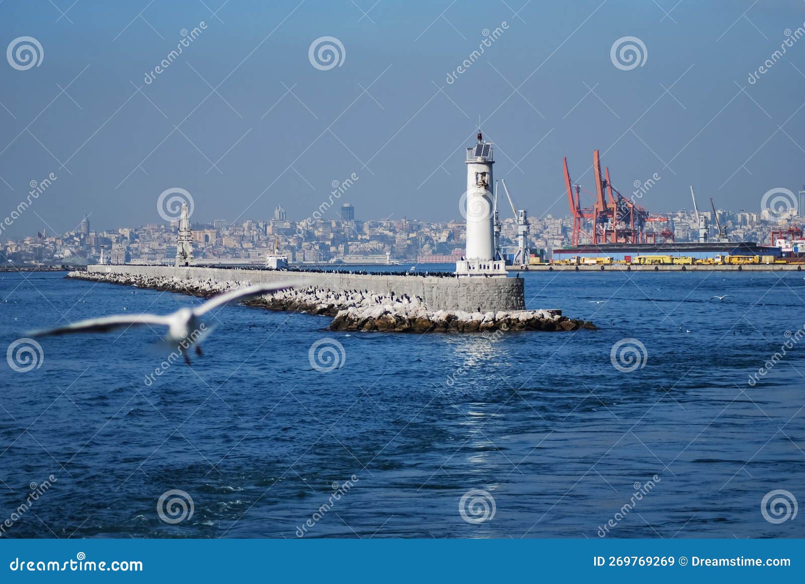 Kadiköy Breakwater and Sea Lighthouse - Istanbul Stock Image - Image of ...