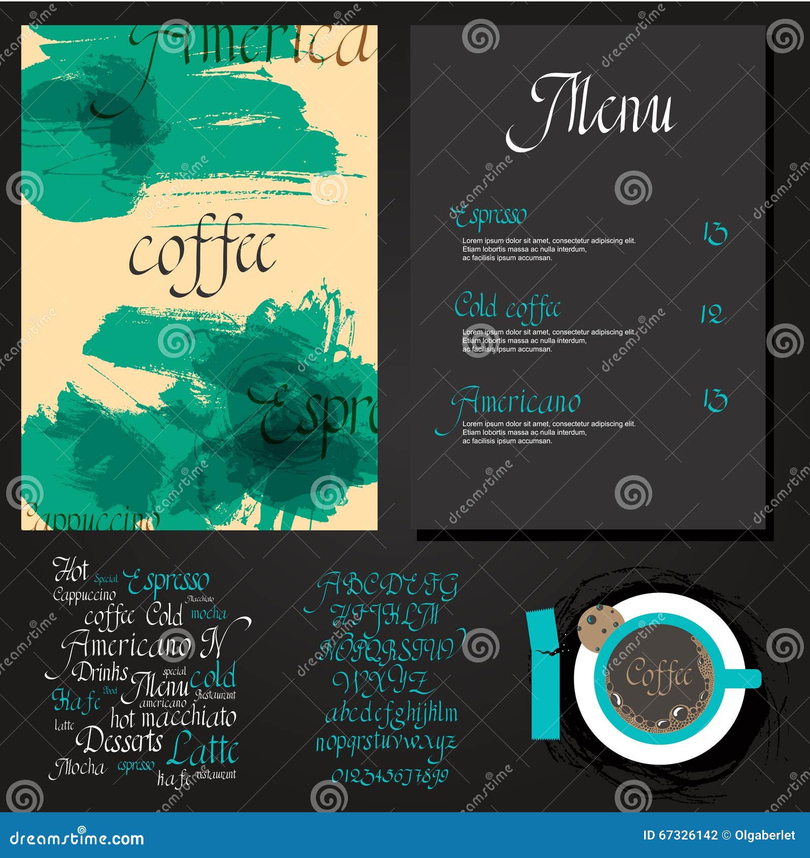 Kafe menu set stock vector. Illustration of dippier, design - 67326142