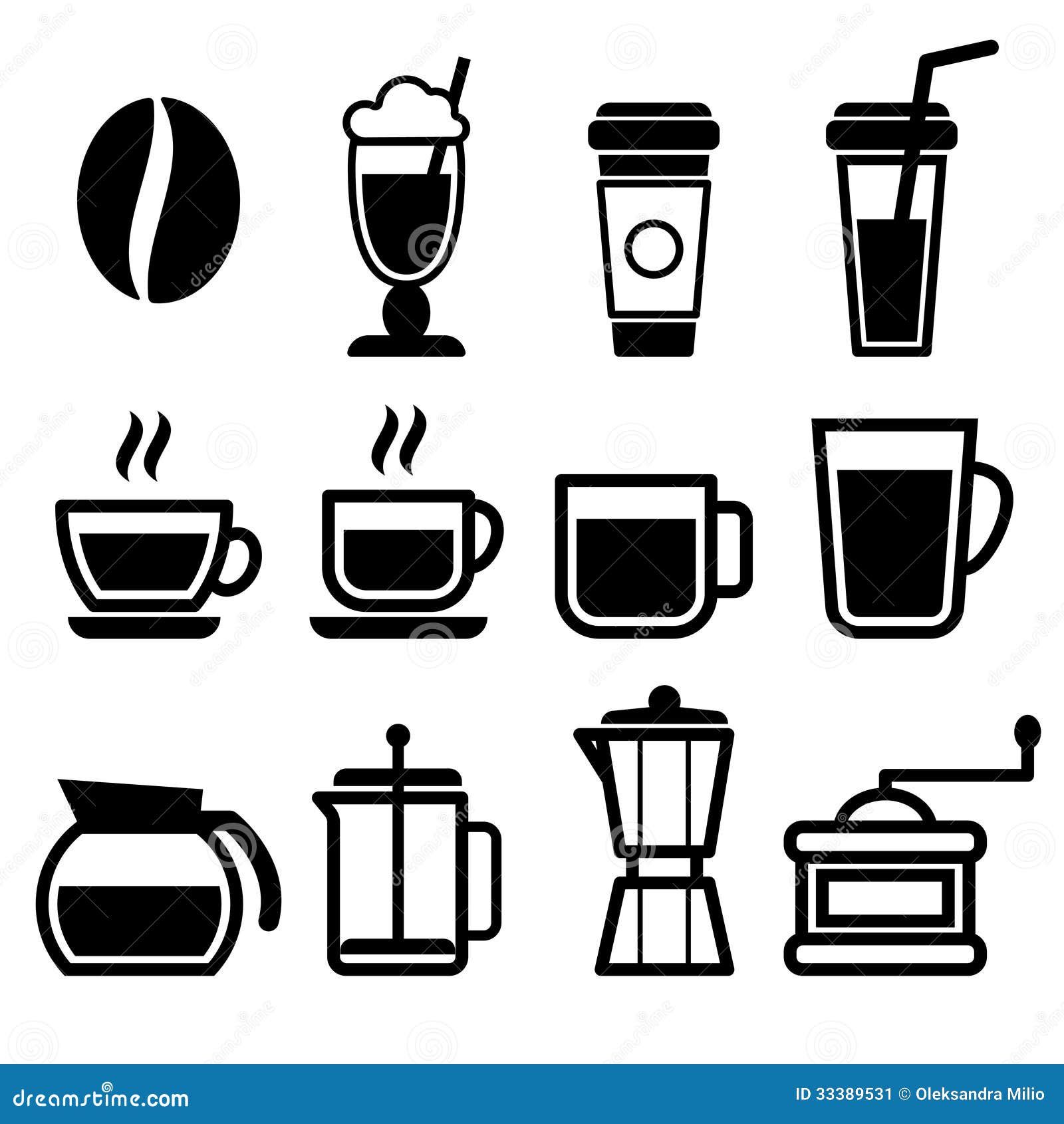 Kaffe dricker symboler vektor illustrationer. Illustration av tappning ...