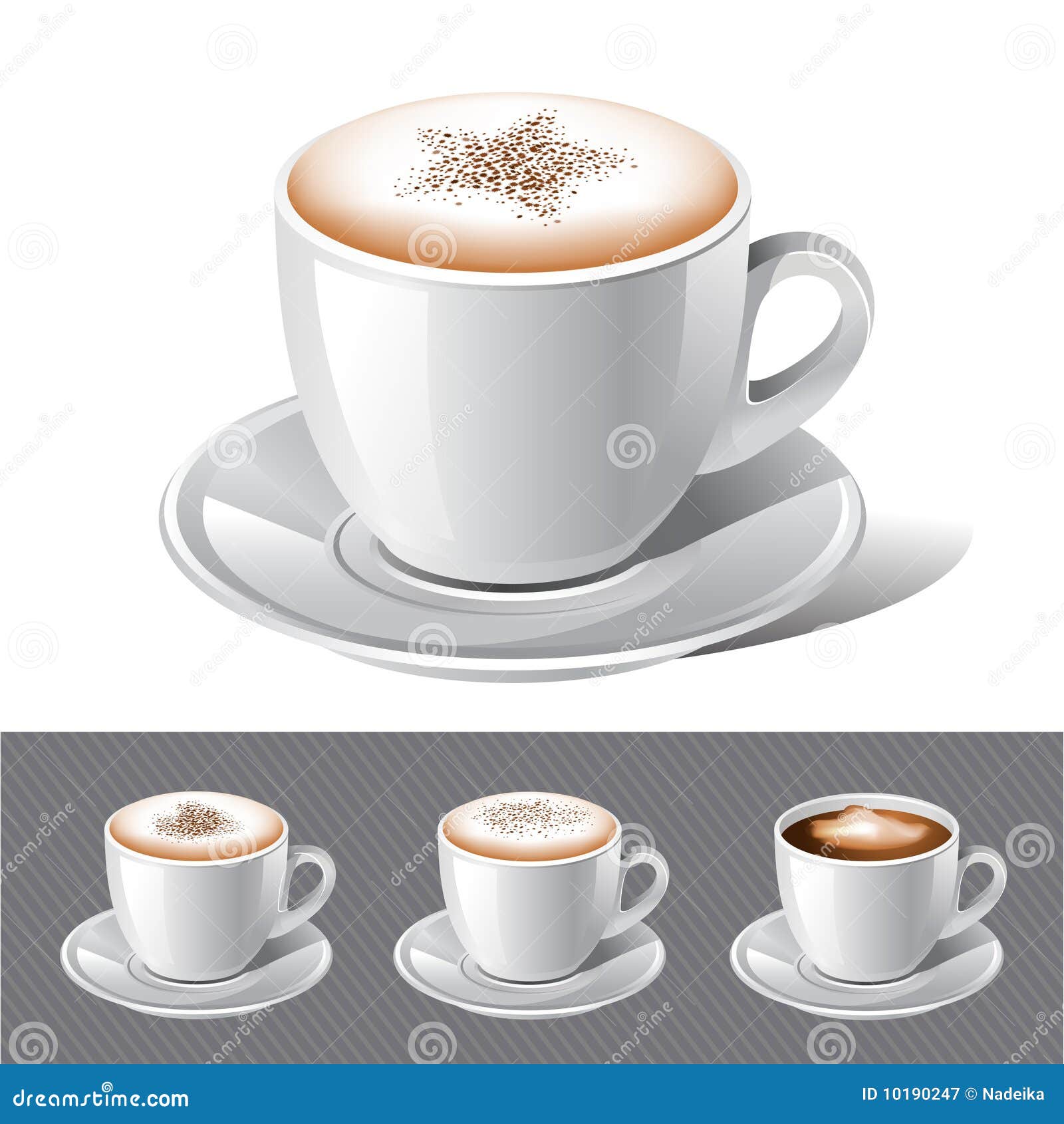 Kaffee - Cappuccino, Espresso, Latte, Mokka Vektor Abbildung ...