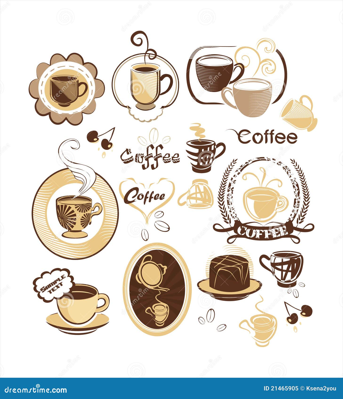 Kaffeevektorset vektor abbildung. Illustration von becher - 21465905