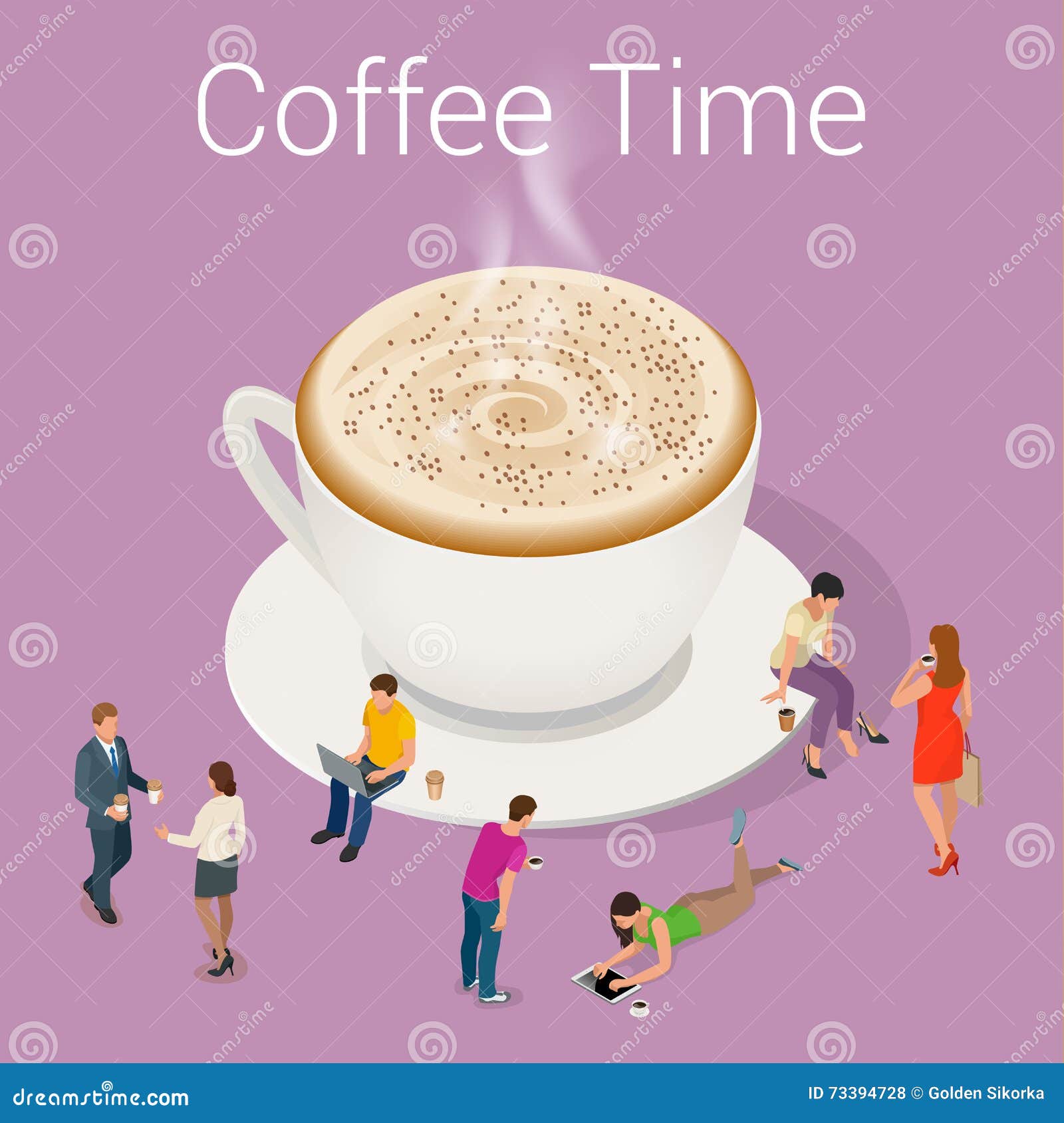 Kaffeezeit Oder Kaffeepause Vektor Abbildung - Illustration von ...