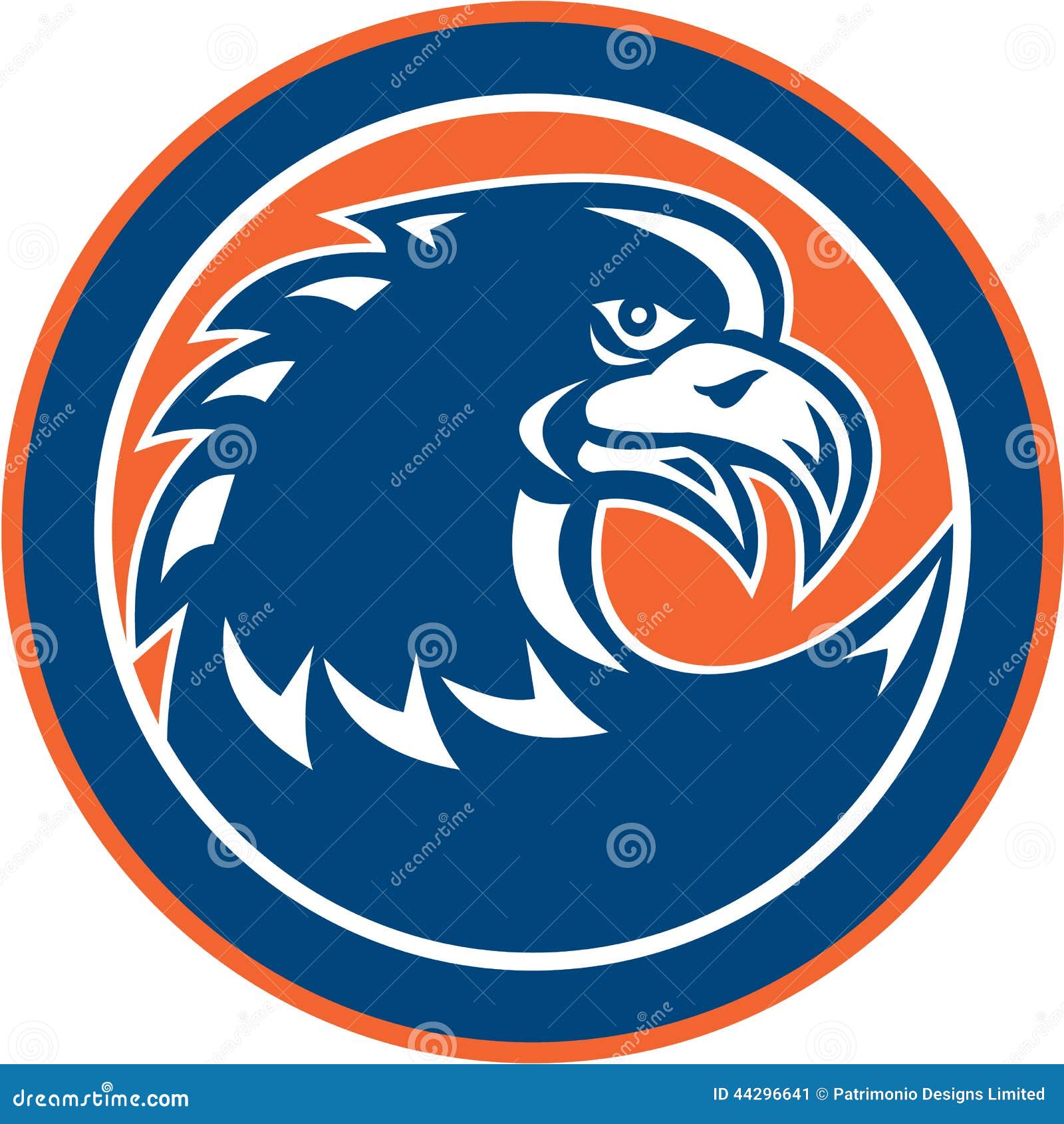 Kahler Eagle Head Spiky Neck Circle Retro- Vektor Abbildung ...