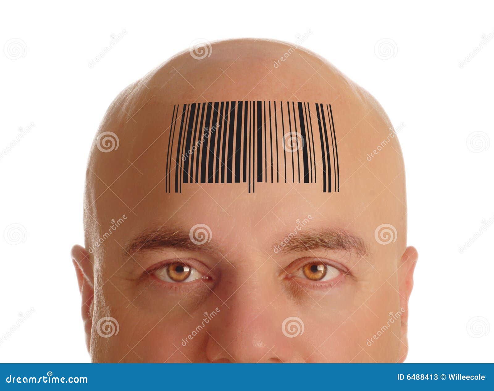 Kahler Kopf mit Barcode stockbild. Bild von wirtschaftlichkeit - 6488413
