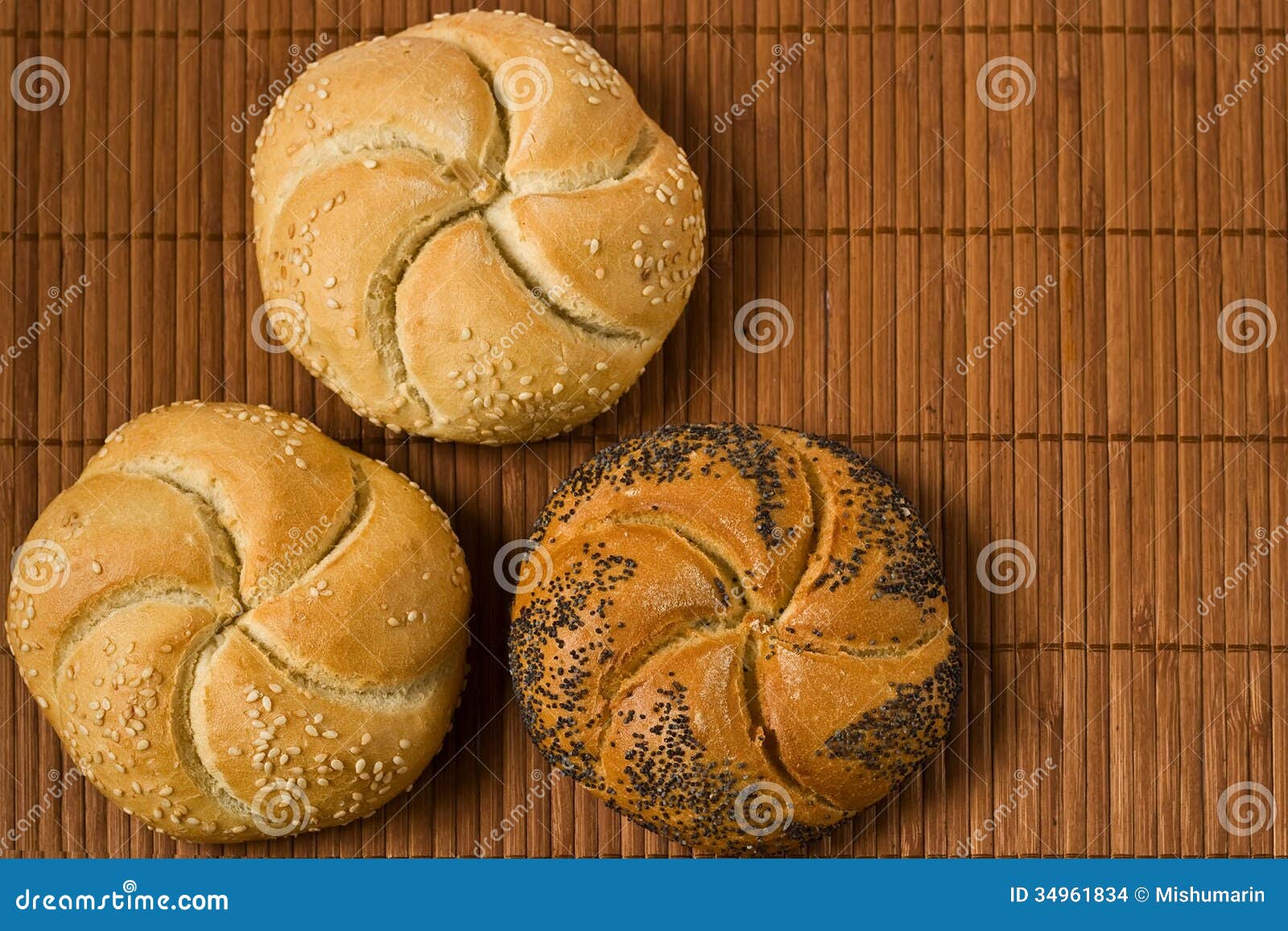 Kaiser Bread Roll with Seeds Stock Photo - Image of flour, round: 34961834
