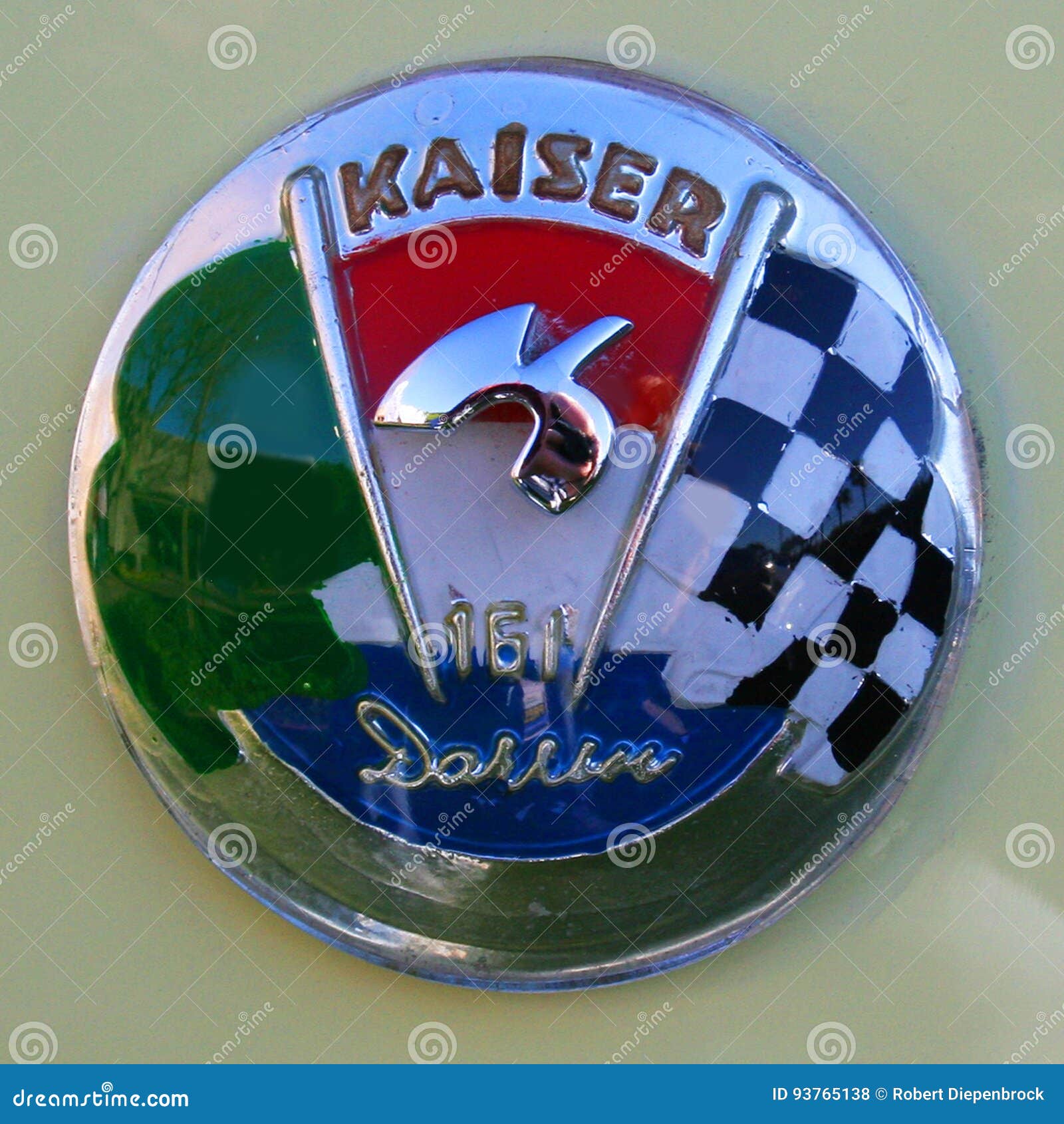 Kaiser Darrin Chrome Badge editorial stock photo. Image of badge - 93765138
