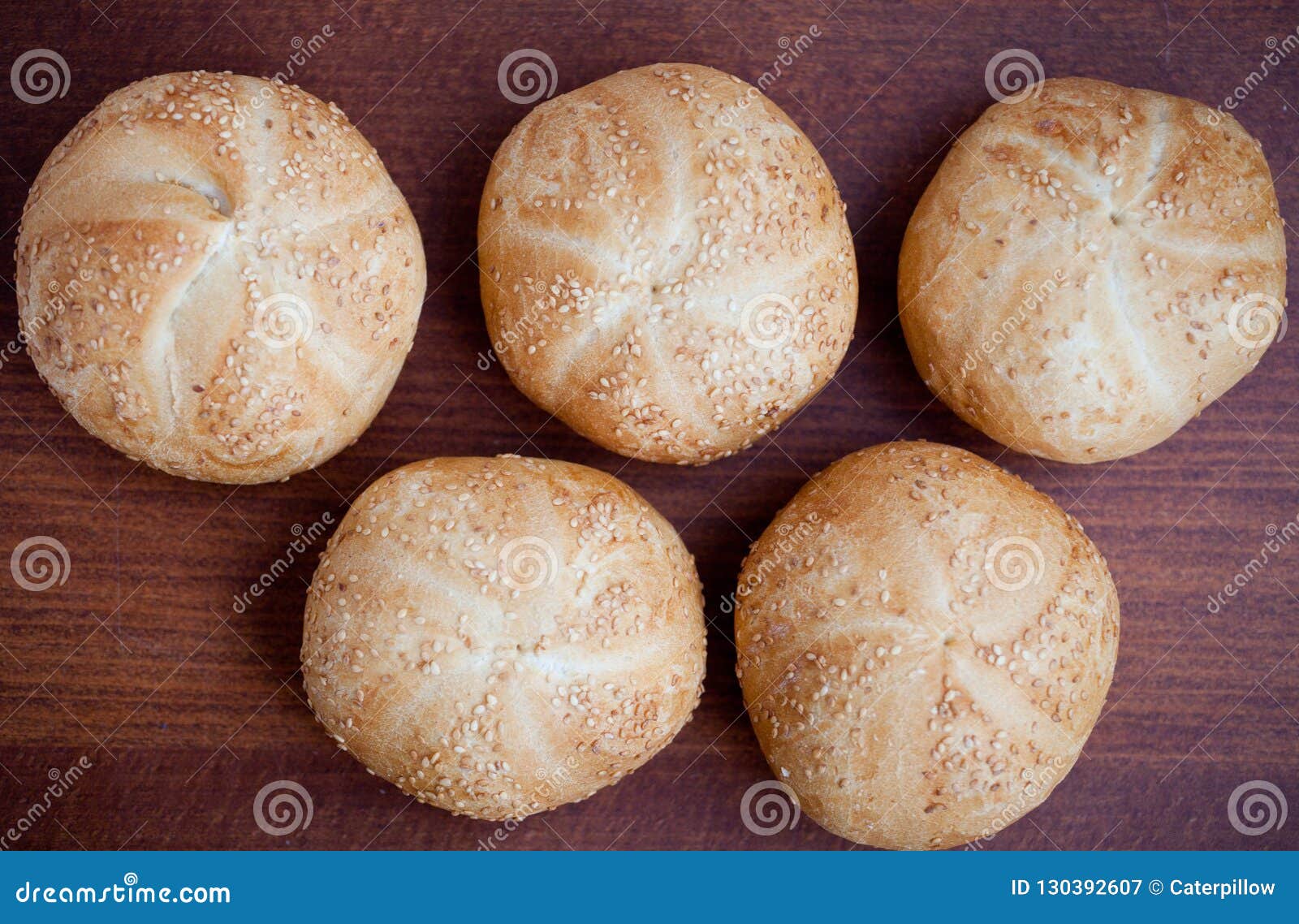 Kaiser Roll Bread Vienna Rolls on a Table Stock Image - Image of ...