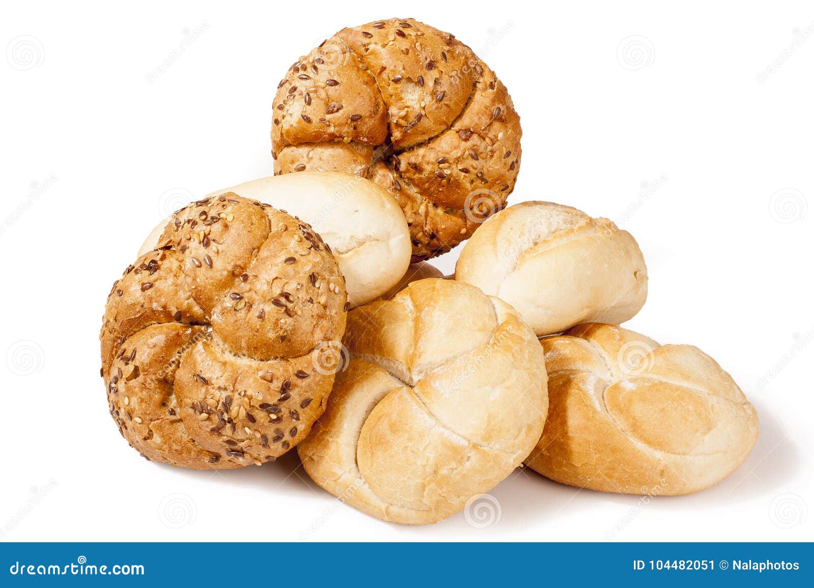Kaiser Roll Concept in White Studio Background. Mini Bread Isolated on ...