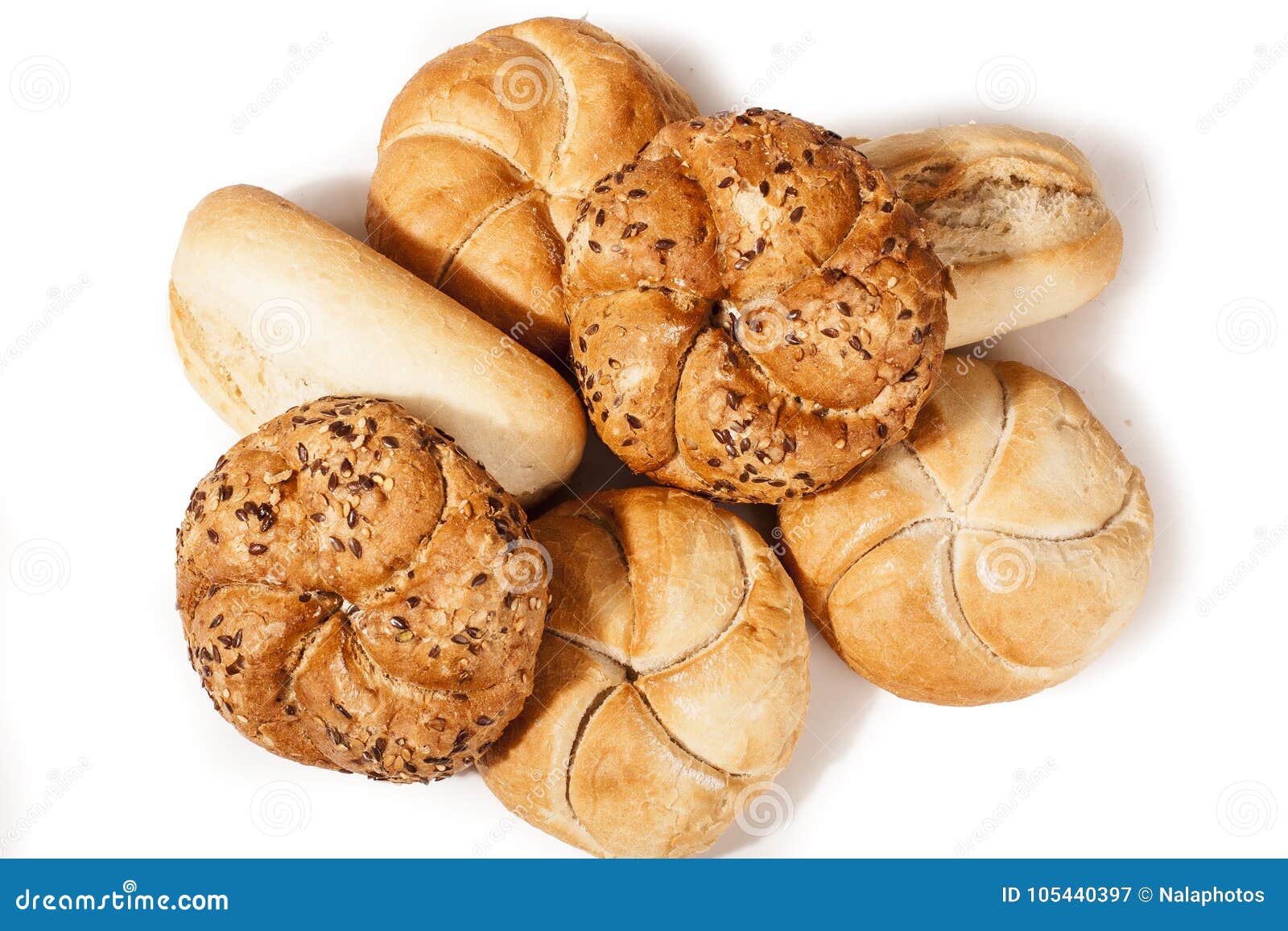 Kaiser Roll Concept in White Studio Background. Mini Bread Isolated on ...