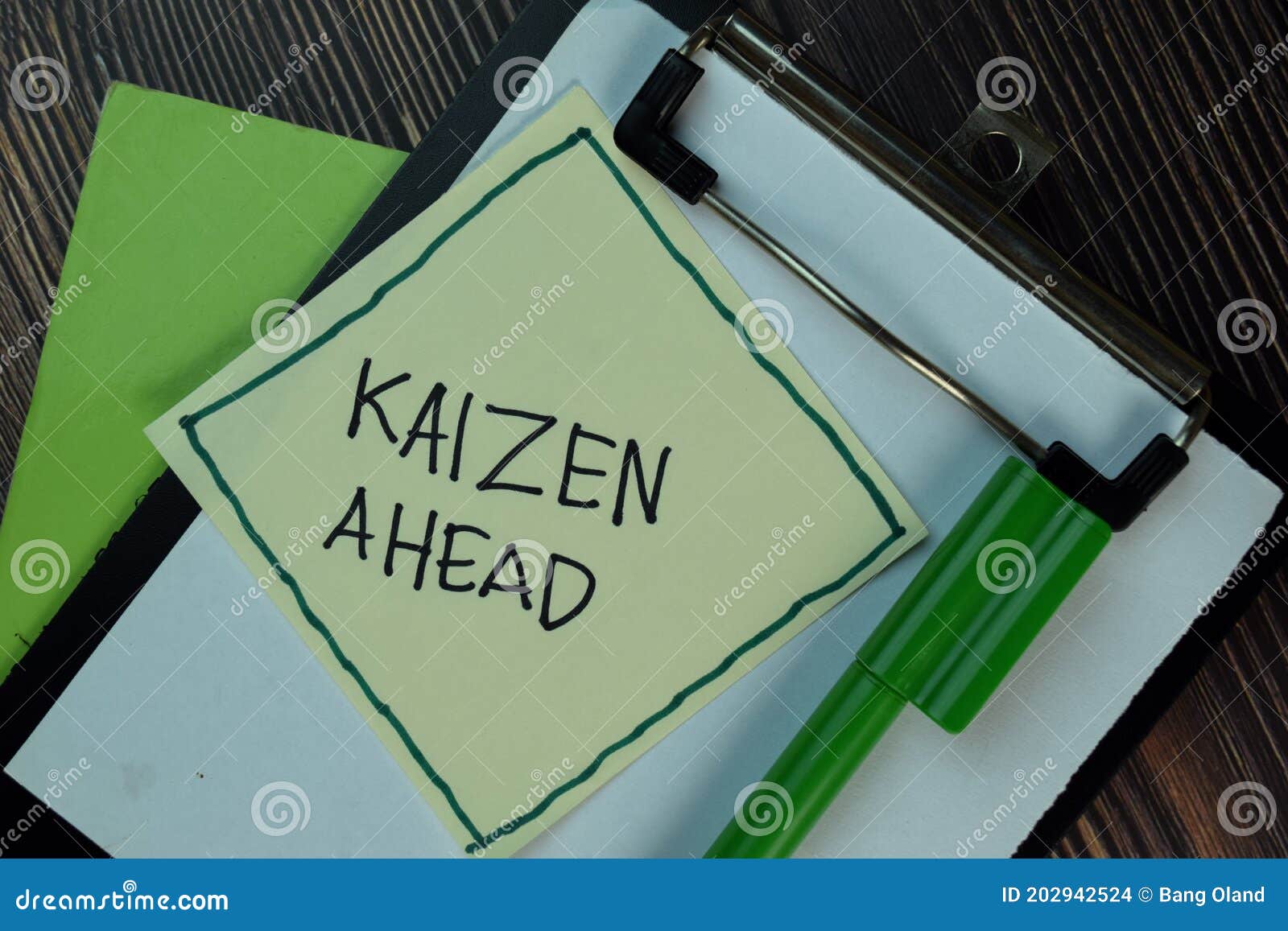 Kaizen Ahead Write on Sticky Notes Isolated on Wooden Table Stock Photo ...
