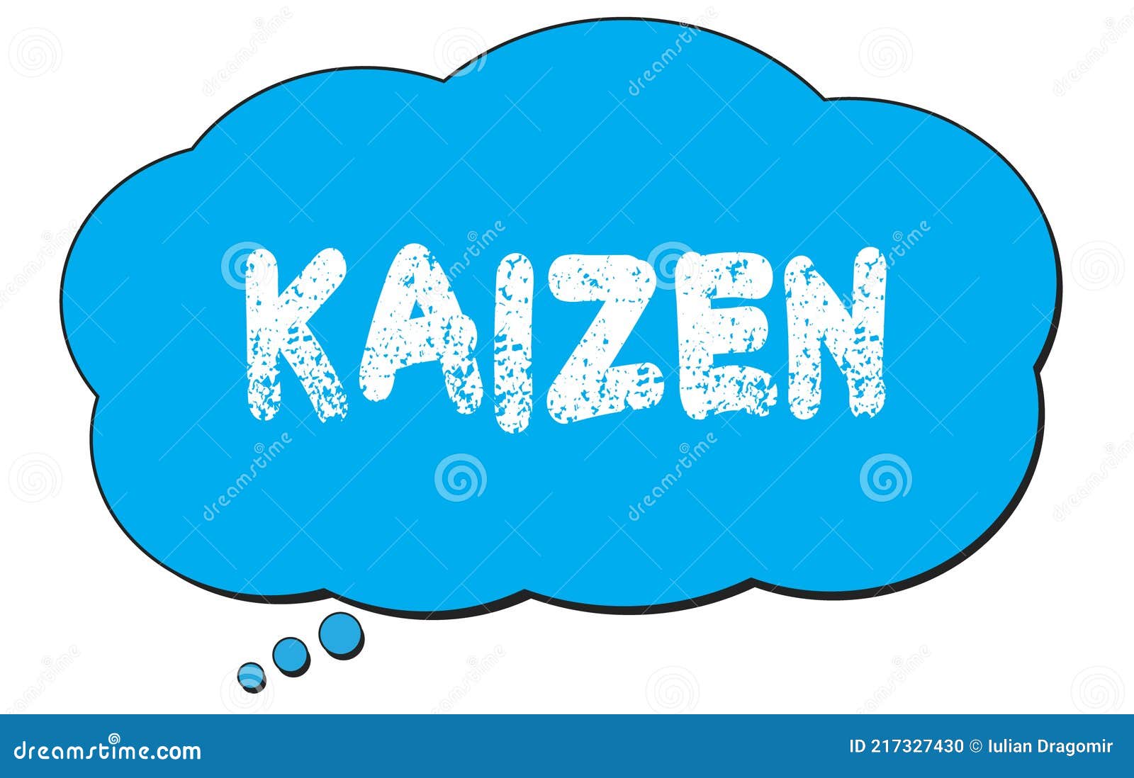 KAIZEN Text Written on a Blue Thought Bubble Stock Illustration ...