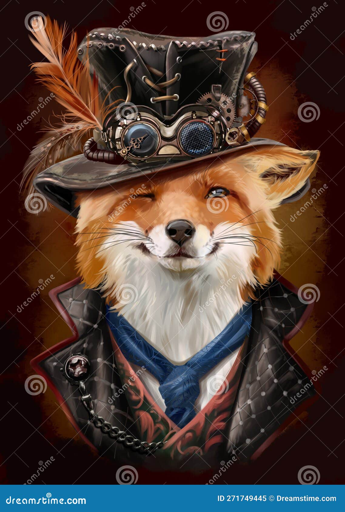 Sly Fox in Steampunk Clothes Stock Illustration - Illustration of brown ...